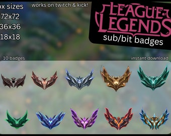 League of Legends Ranked Badges Twitch Lol Sub Badge / Bit Badges ...