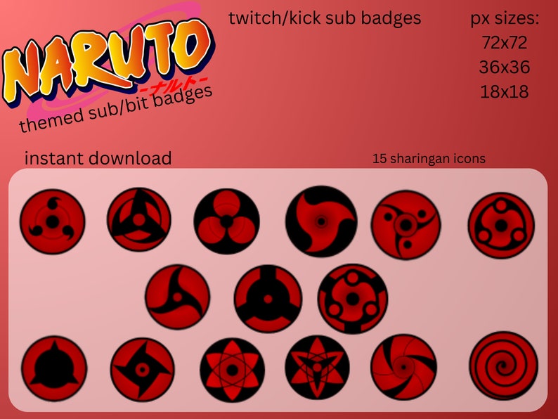 Anime Themed Sub/bit Badges for Twitch/kick - Etsy