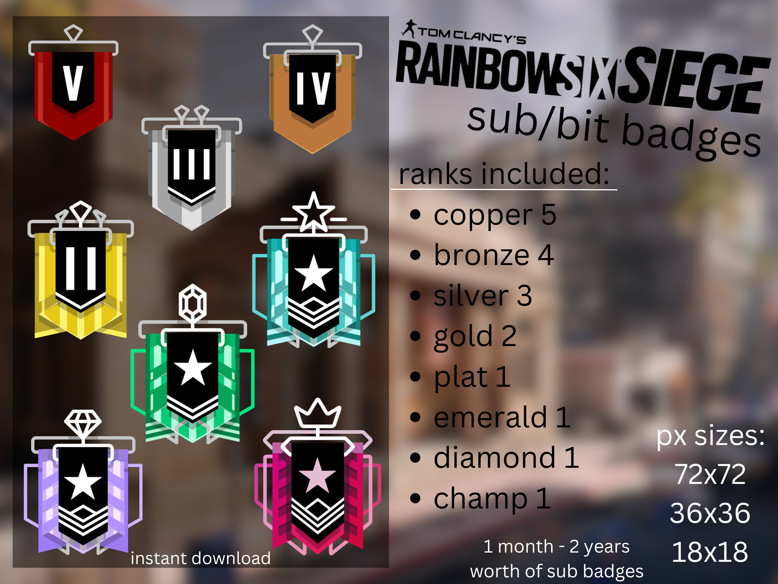 Ranked Siege Sub/bit Badges for Twitch/kick alternate Version - Etsy