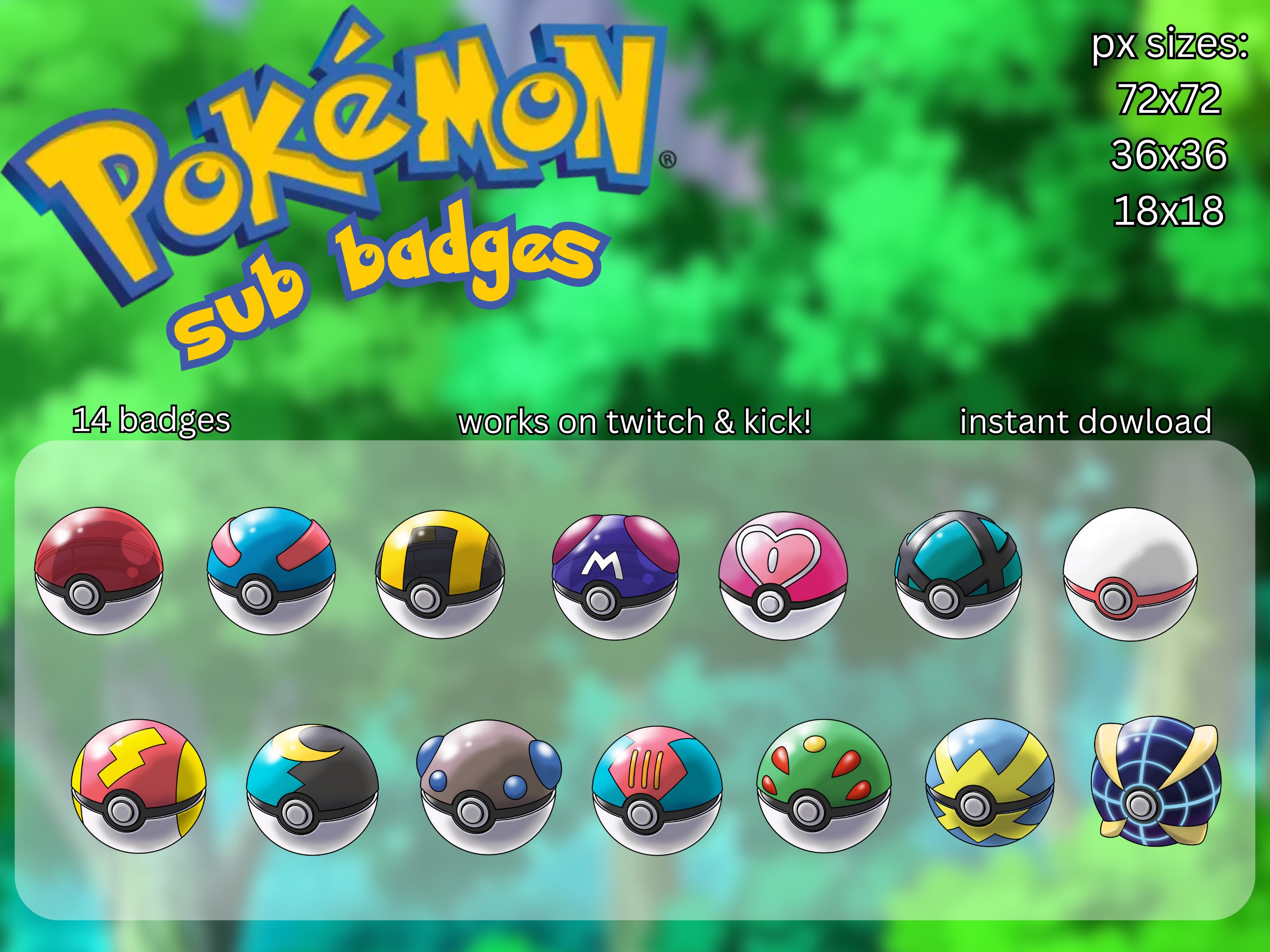 Pokemon Pokeball Sub/bit Badges for Twitch/kick - Etsy