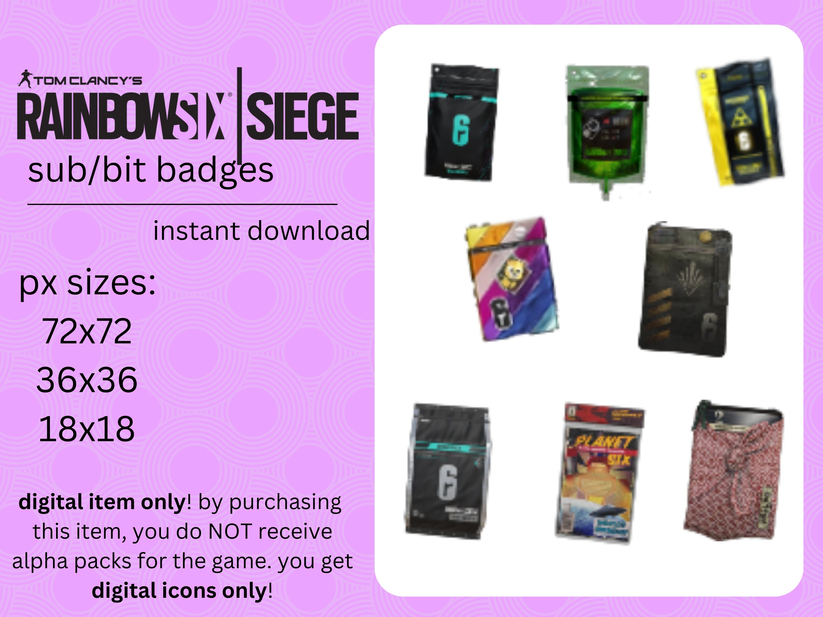 Rainbow Six Siege Alpha Pack Twitch/kick Sub/bit Badges - Etsy