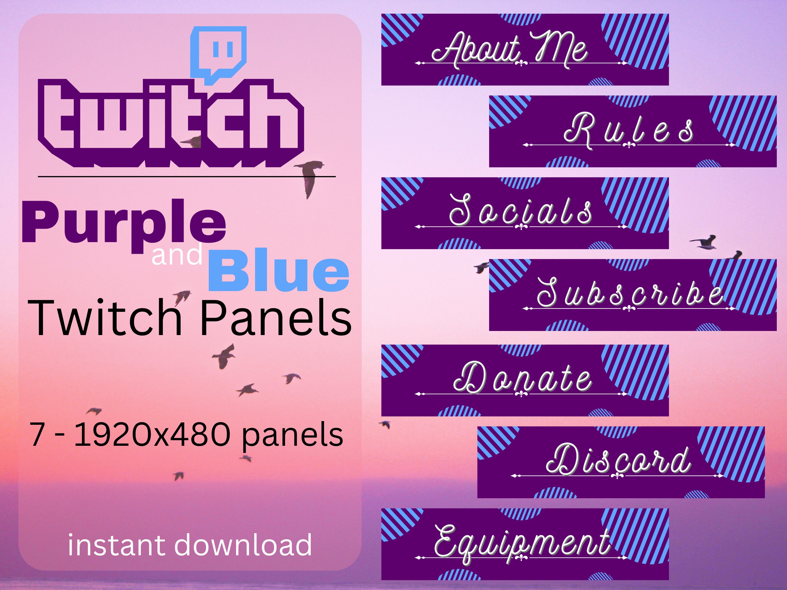 Purple and Blue Twitch Panels - Etsy