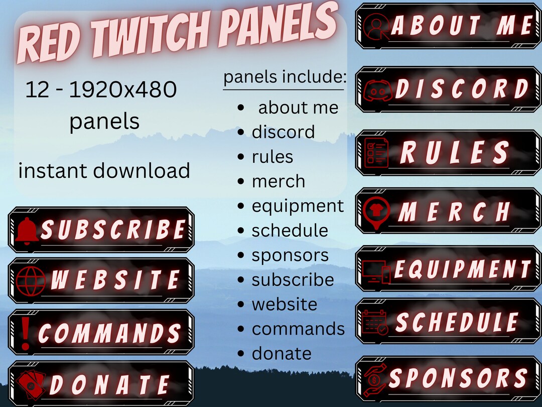 Cyber Neon Red Twitch Panels - Etsy