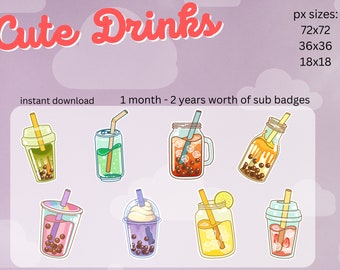 Twitch Sub Badges / Sparkling Cocktail / Kawaii / Streamer / Bit Badges ...