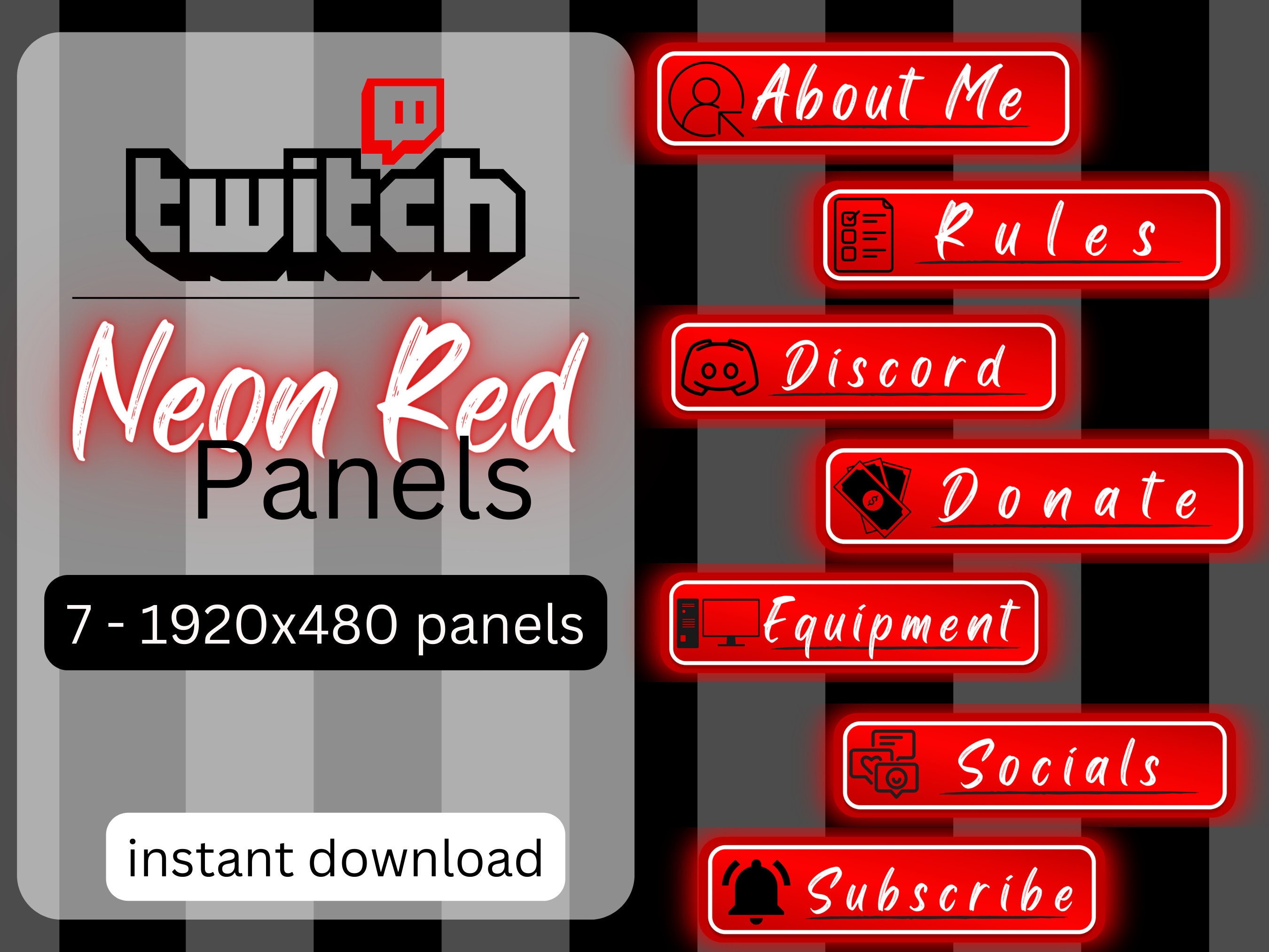 Neon Red Twitch Layout Panels - Etsy