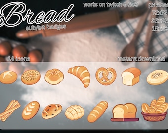 7x White Bread Sub Badges or Bit Badges for Twitch, Discord, Facebook ...