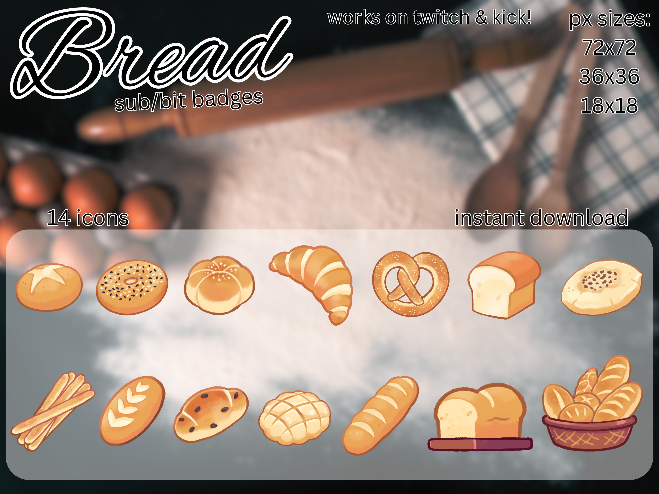 Cute Bread Sub/bit Badges for Twitch/kick - Etsy