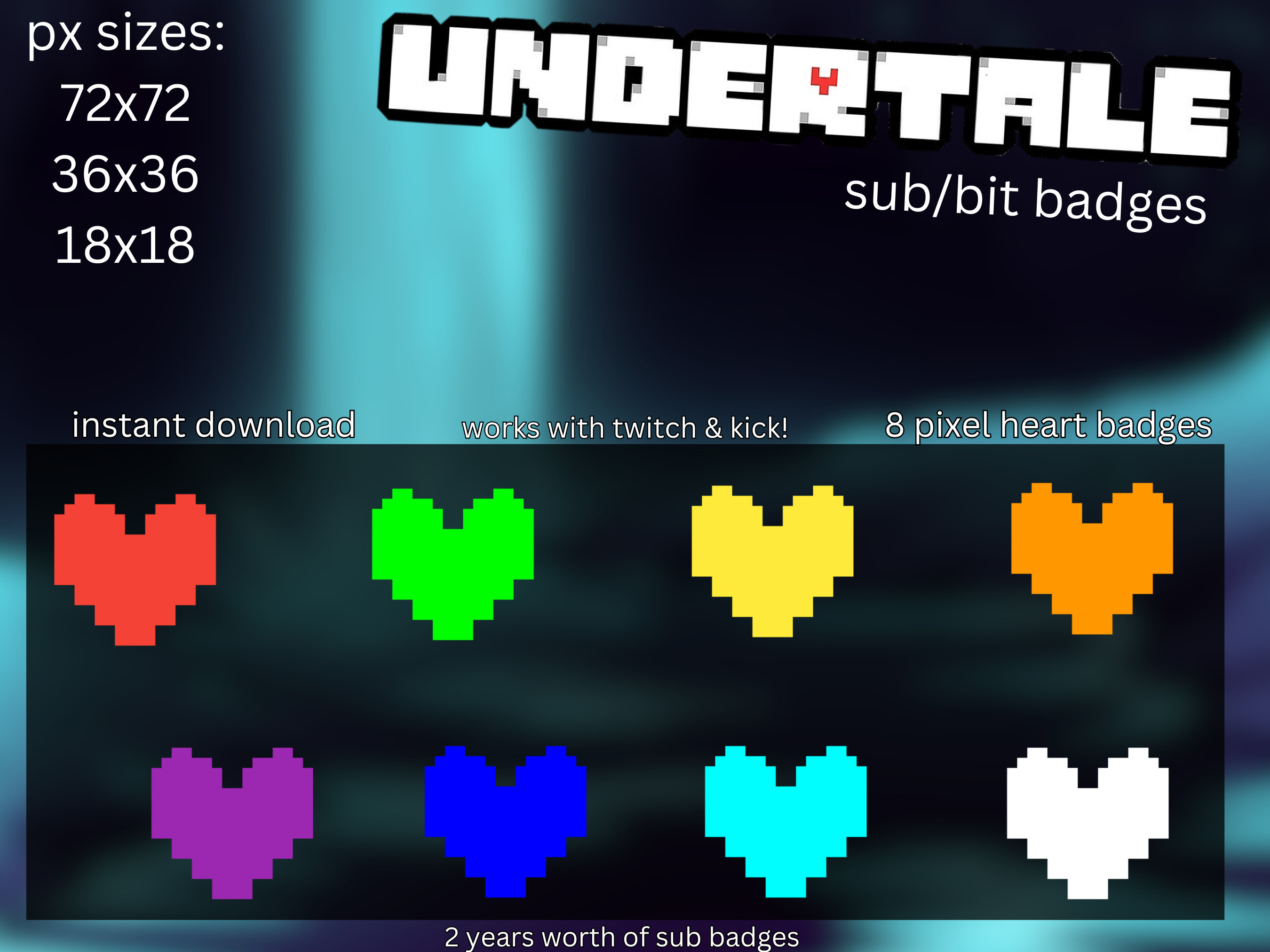 Undertale Pixel Heart Sub/bit Badges for Twitch/kick - Etsy
