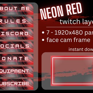 Neon Red Twitch Layout - Etsy