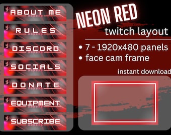 Red Neon Twitch Overlay Package - Etsy