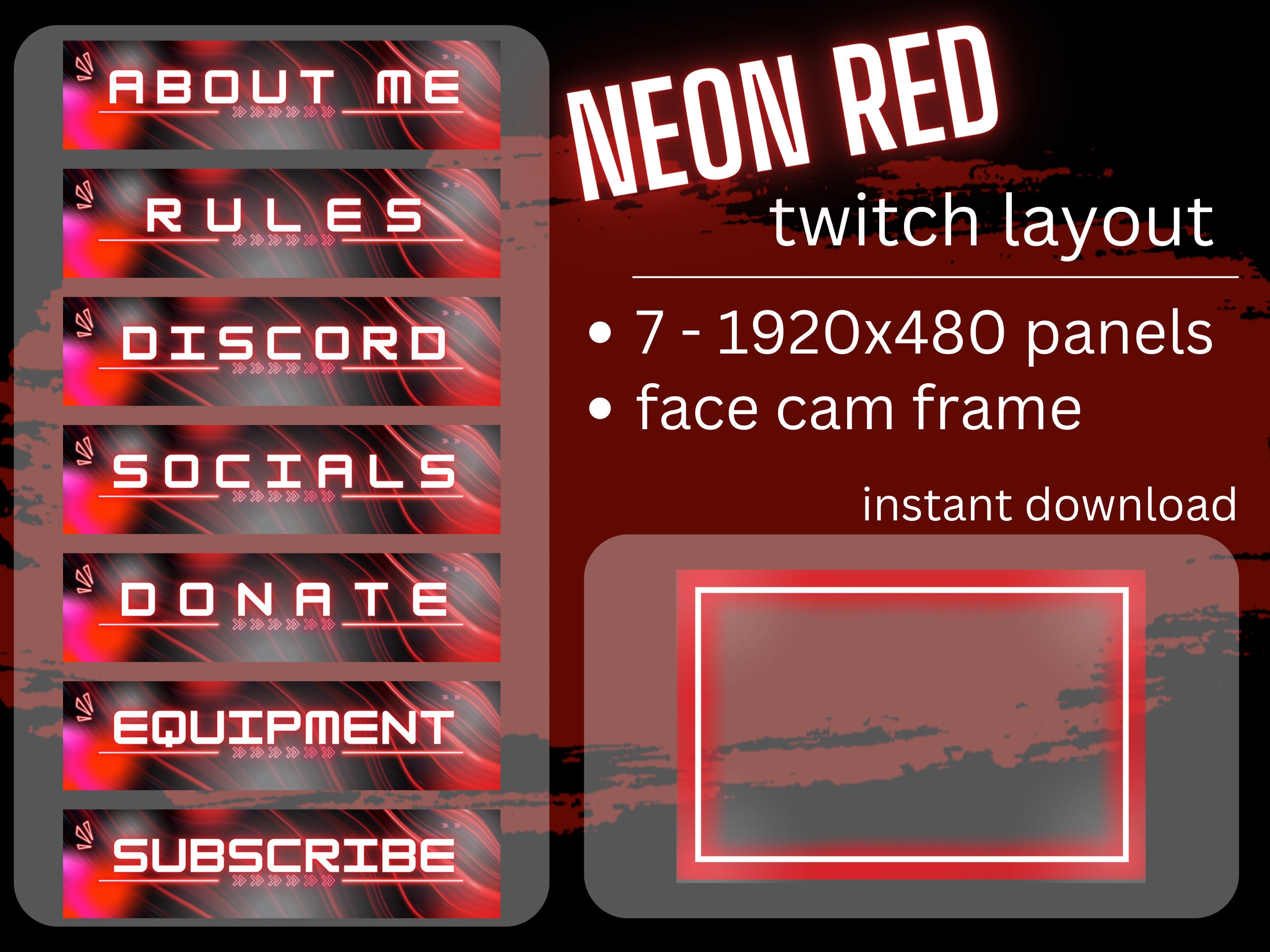 Neon Red Twitch Layout - Etsy