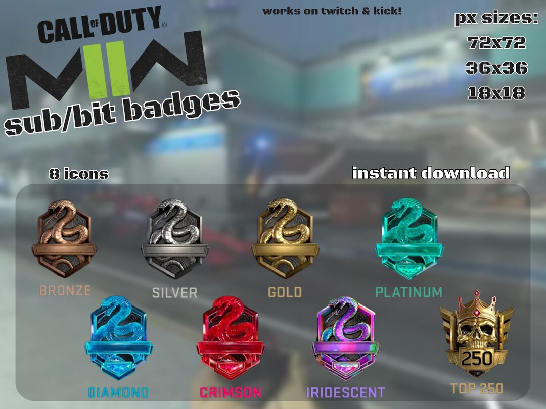 MWII Sub/bit Badges for Twitch/kick - Etsy