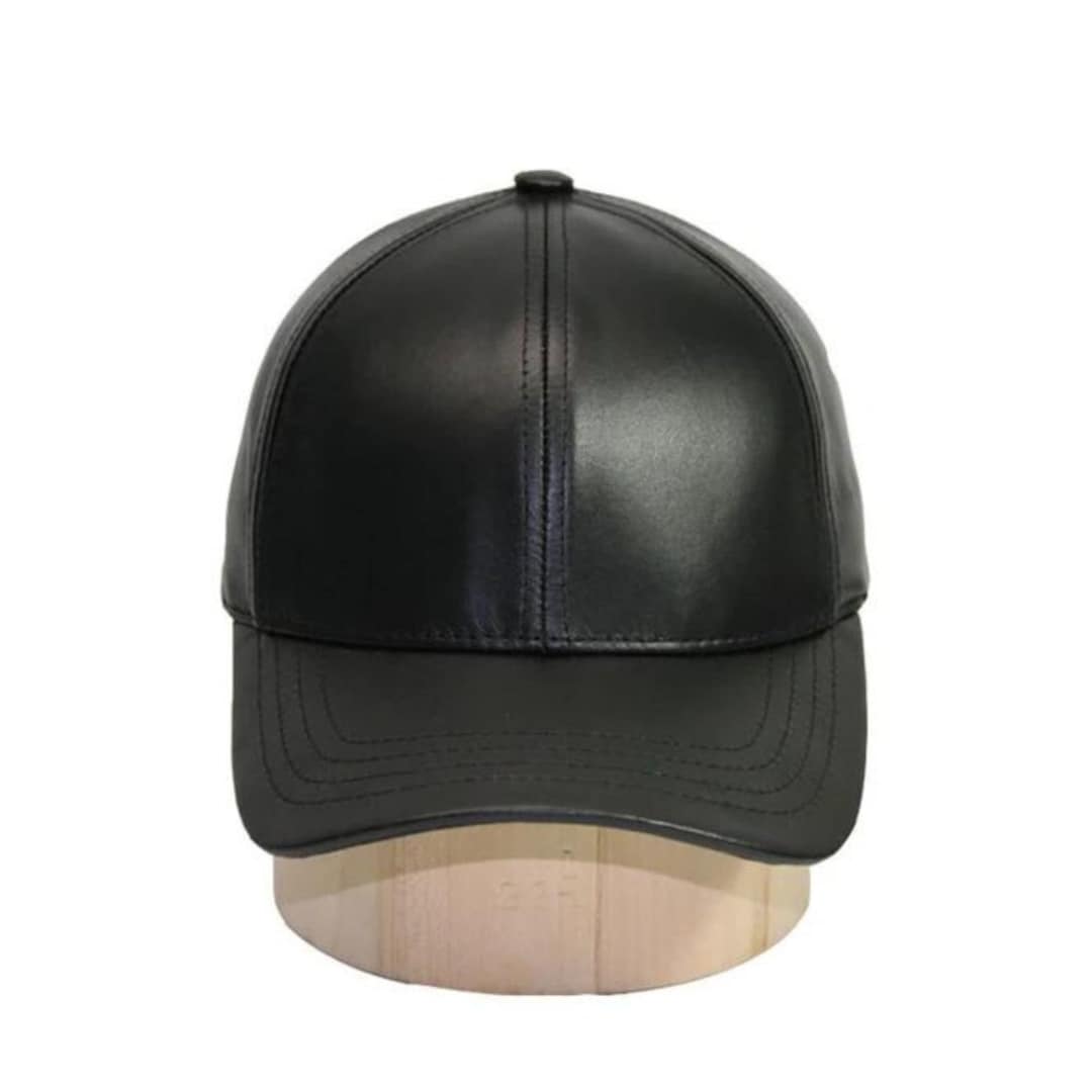 Men Baseball Caps in Leather Fashion With 100% Genuine Black - Etsy