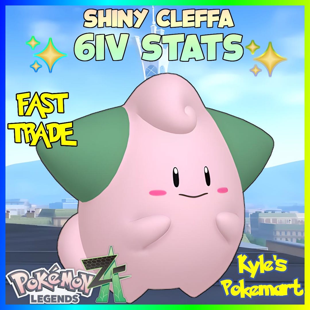 Shiny 6IV Cleffa EV'D Pokemon Legends Z-A (pokemon Legends ZA ...