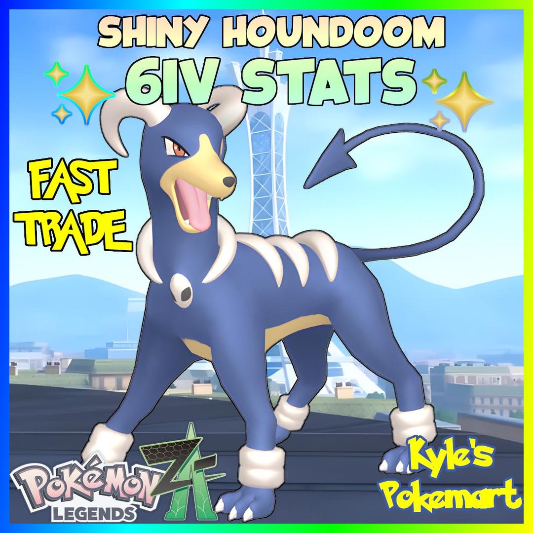Shiny 6IV Houndoom EV'D Pokemon Legends Z-A (pokemon Legends ZA ...