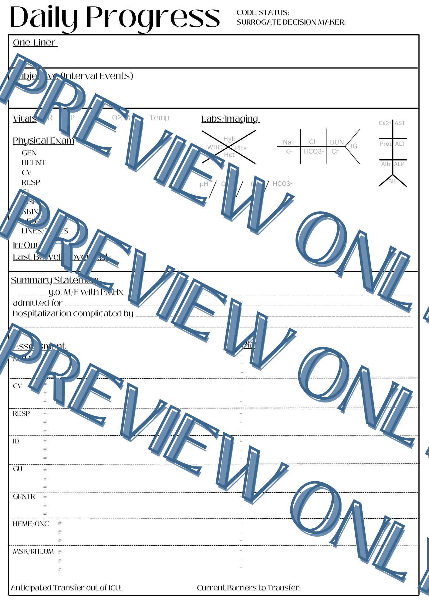 Medical ICU Clinical Templates: Admission H&P (history and Physical ...