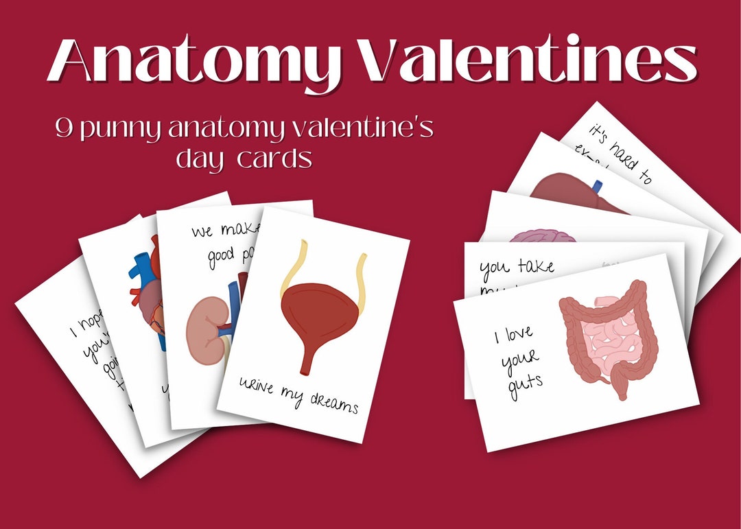 Medical Anatomy Valentines Cards - Minimalist, Digital Download ...