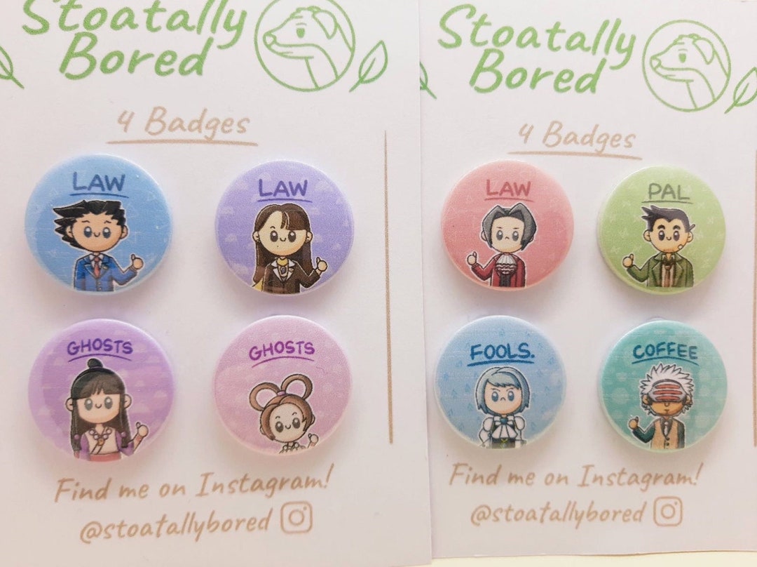 Phoenix Wright: Ace Attorney Trilogy Handmade 25mm/35mm Button Pin ...