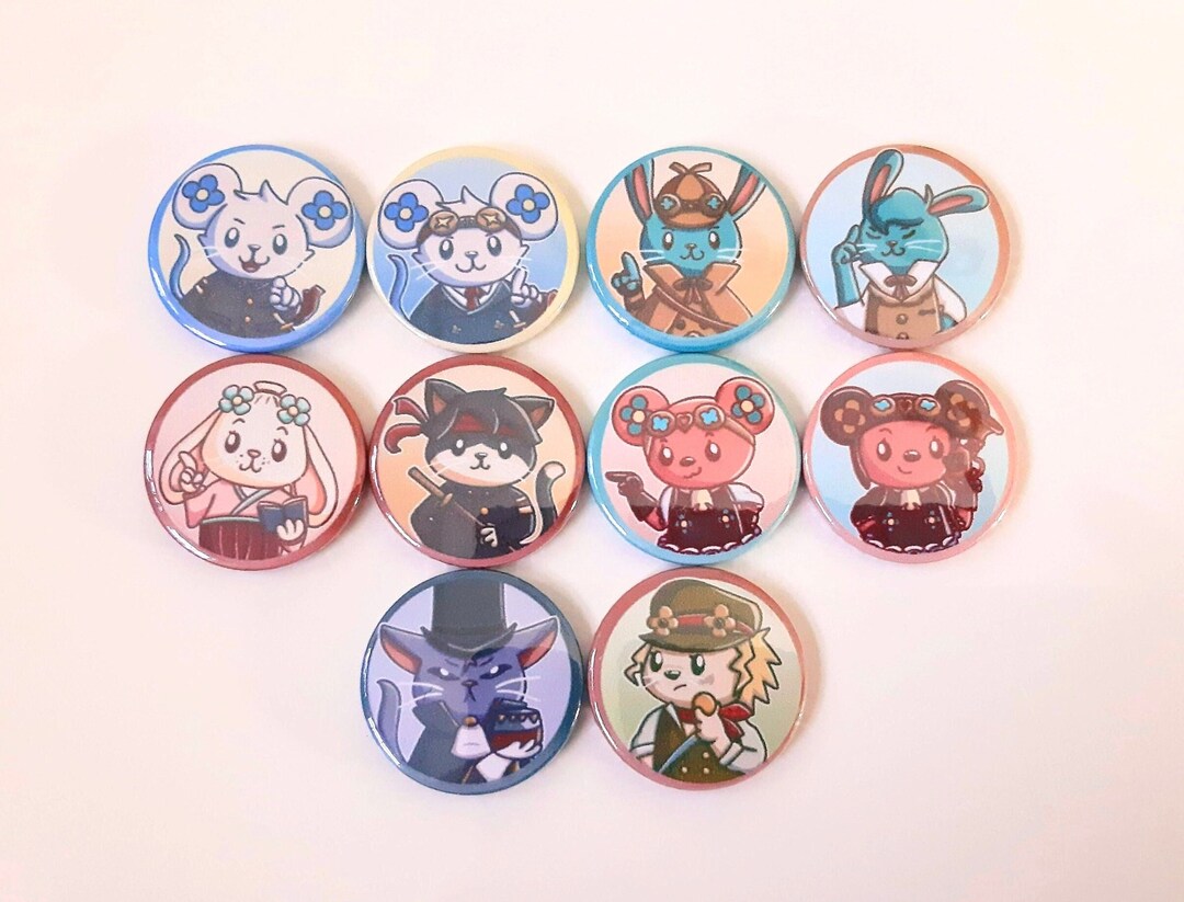 Great Ace Attorney DGS Animal Mascots - Handmade Badges, Keyrings, and ...