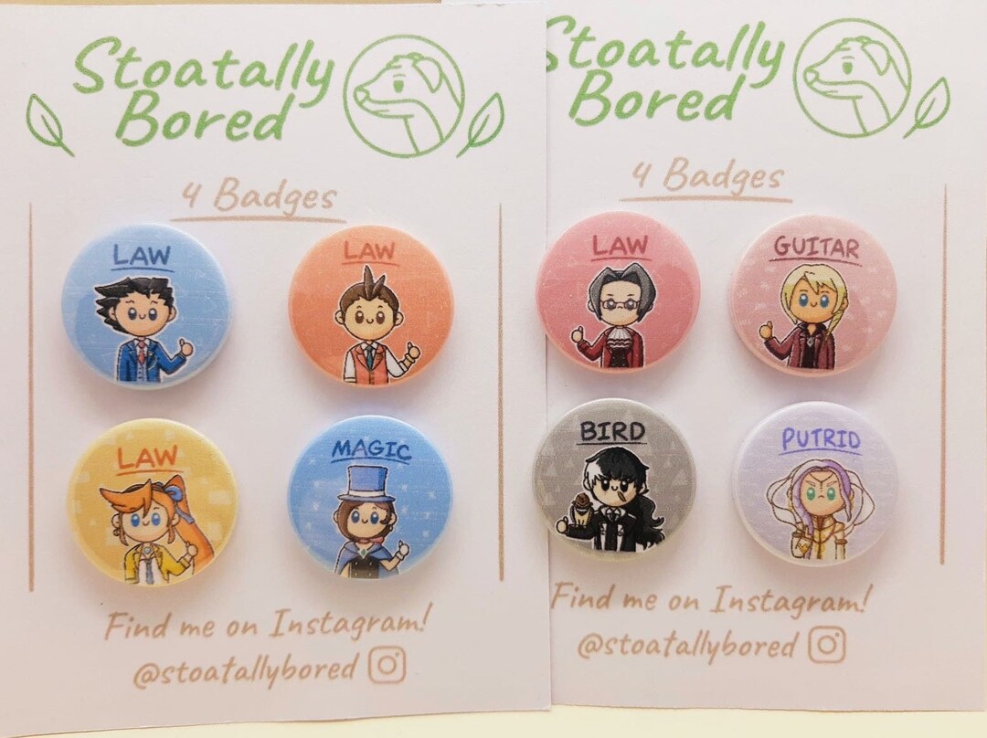 Phoenix Wright: Ace Attorney Apollo Justice Trilogy Handmade 25mm/38mm ...