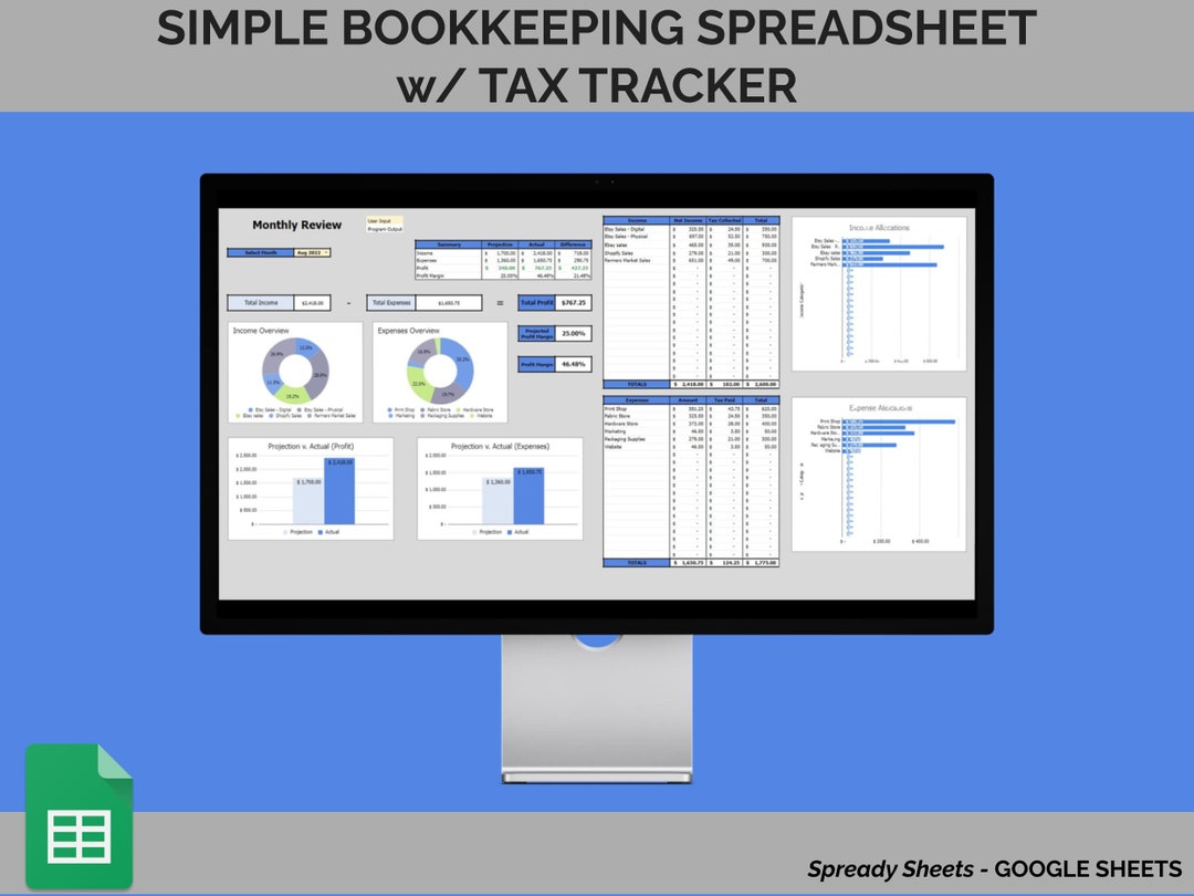 Simple Bookkeeping Template Bookkeeping Spreadsheet Accounting ...
