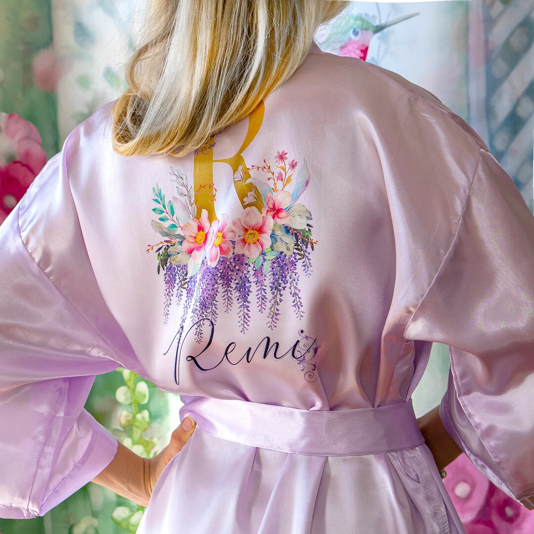 Monogram Lilac Robe for Women’s Spa Gift Personalized Satin Robe ...