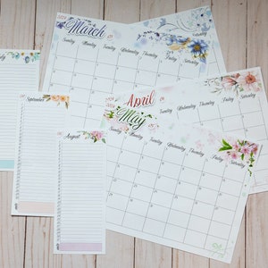 2024 Printable Calendar 2024 Planner PDF Flower 2024 Monthly Calendars ...