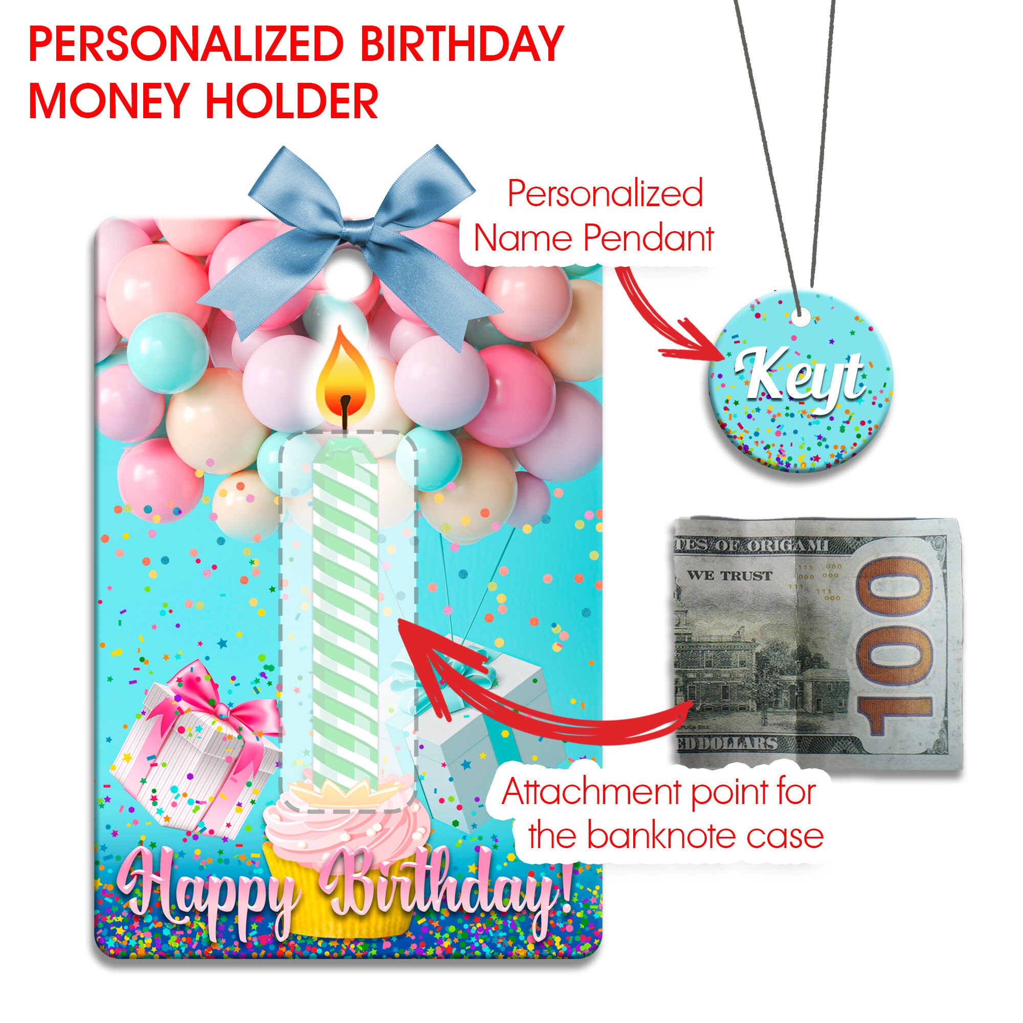 Personalized Birthday Money Card Holder, Money Holder With Name for ...