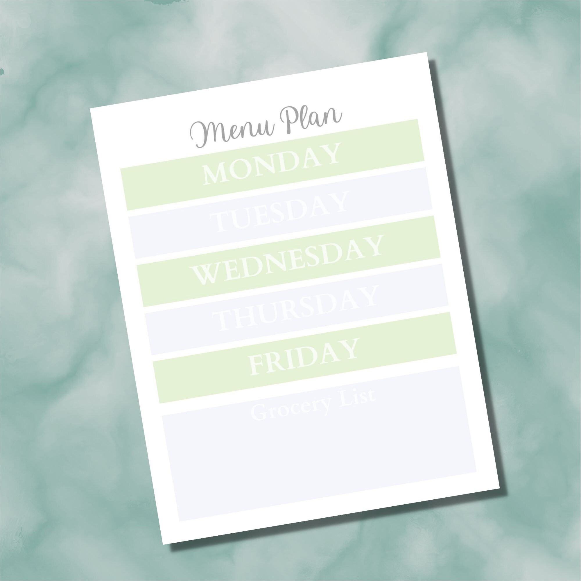 Printable Daily Planner and Weekday Menu Planner Bundle Weekly Menu ...