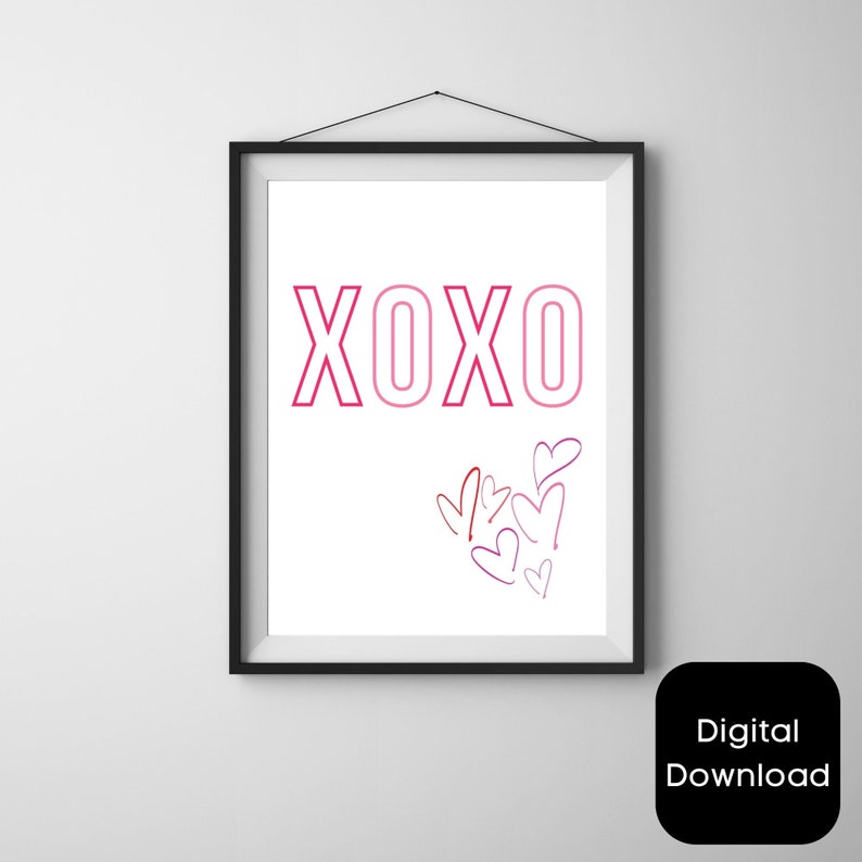 Hugs and Kisses Wall Art XOXO Printable Wall Art Digital Download ...