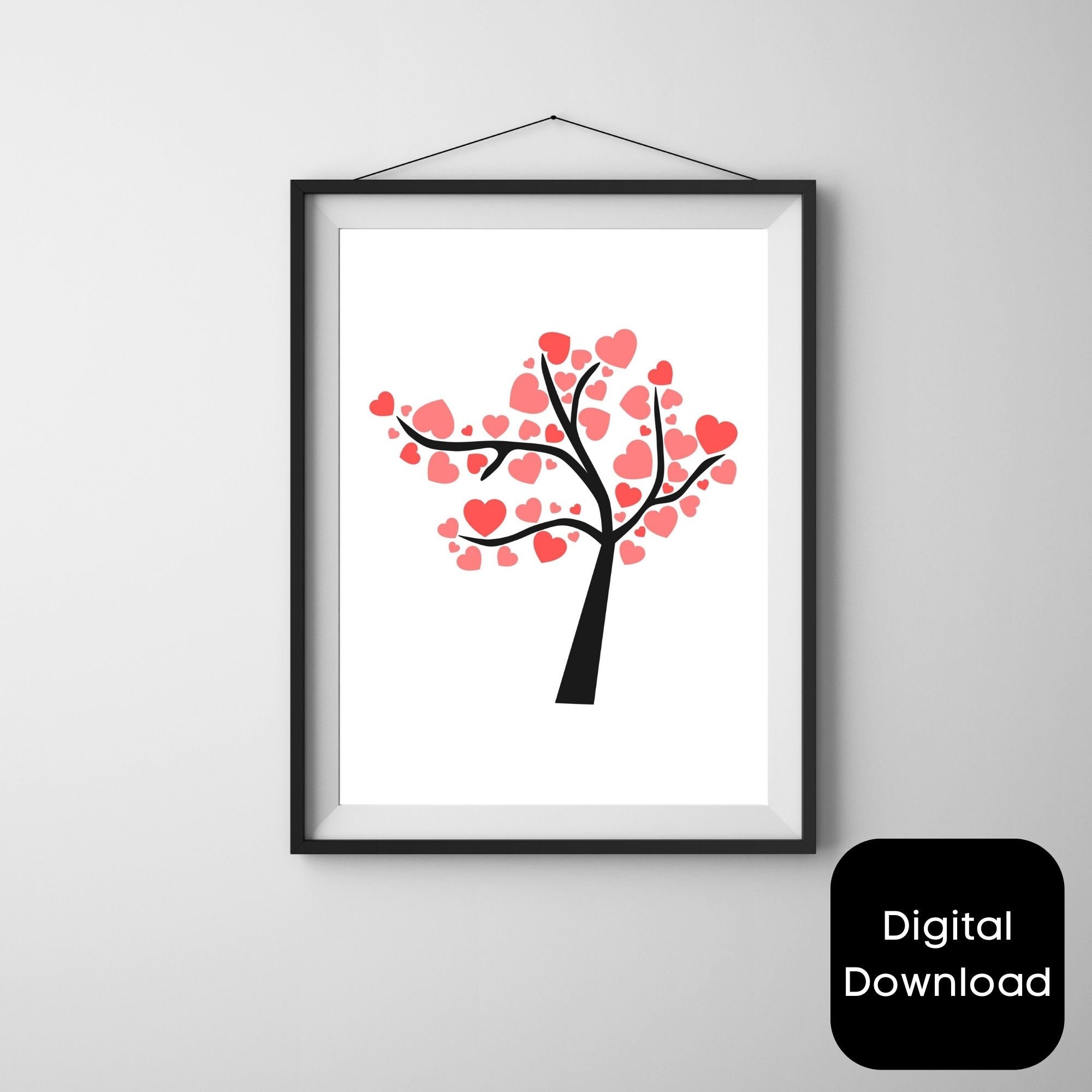 Heart Tree Wall Art Printable Wall Art Digital Download Valentine's Day ...