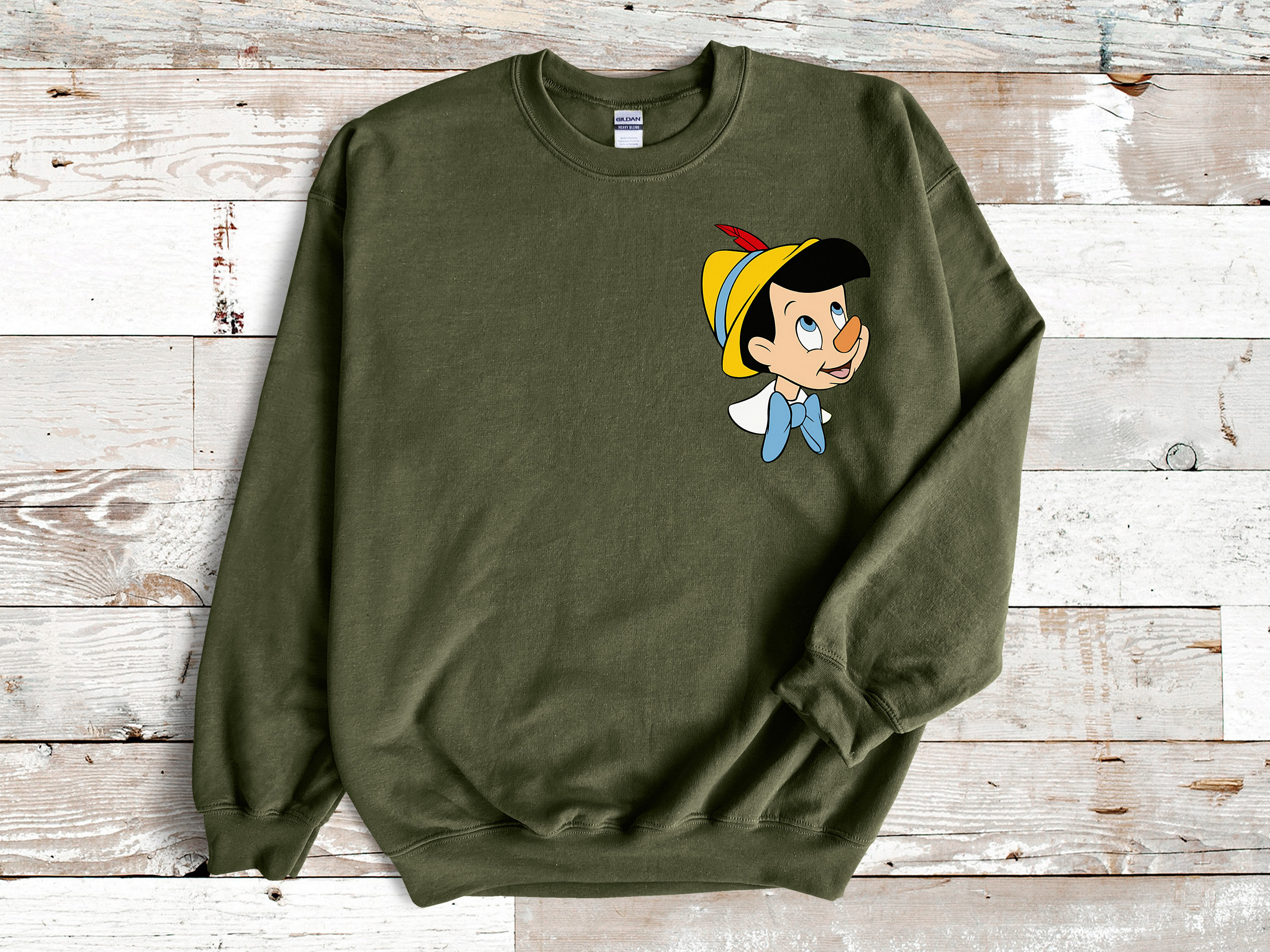 Cute Pinocchio Disney Sweatshirt, Vintage Pinocchio Pocket Design ...