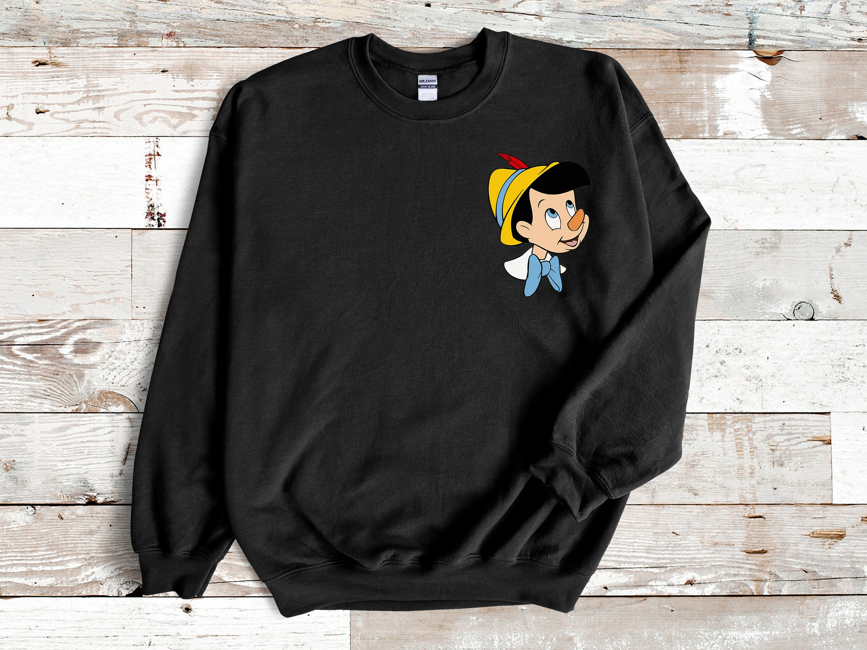 Cute Pinocchio Disney Sweatshirt, Vintage Pinocchio Pocket Design ...