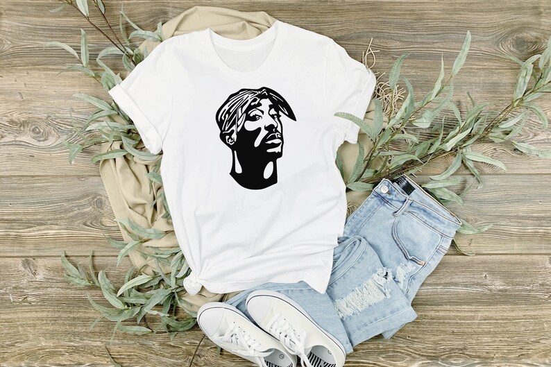 Cool Tupac Shakur Silhouette T-shirt, Vector Tupac Shakur Shirt, Rap ...