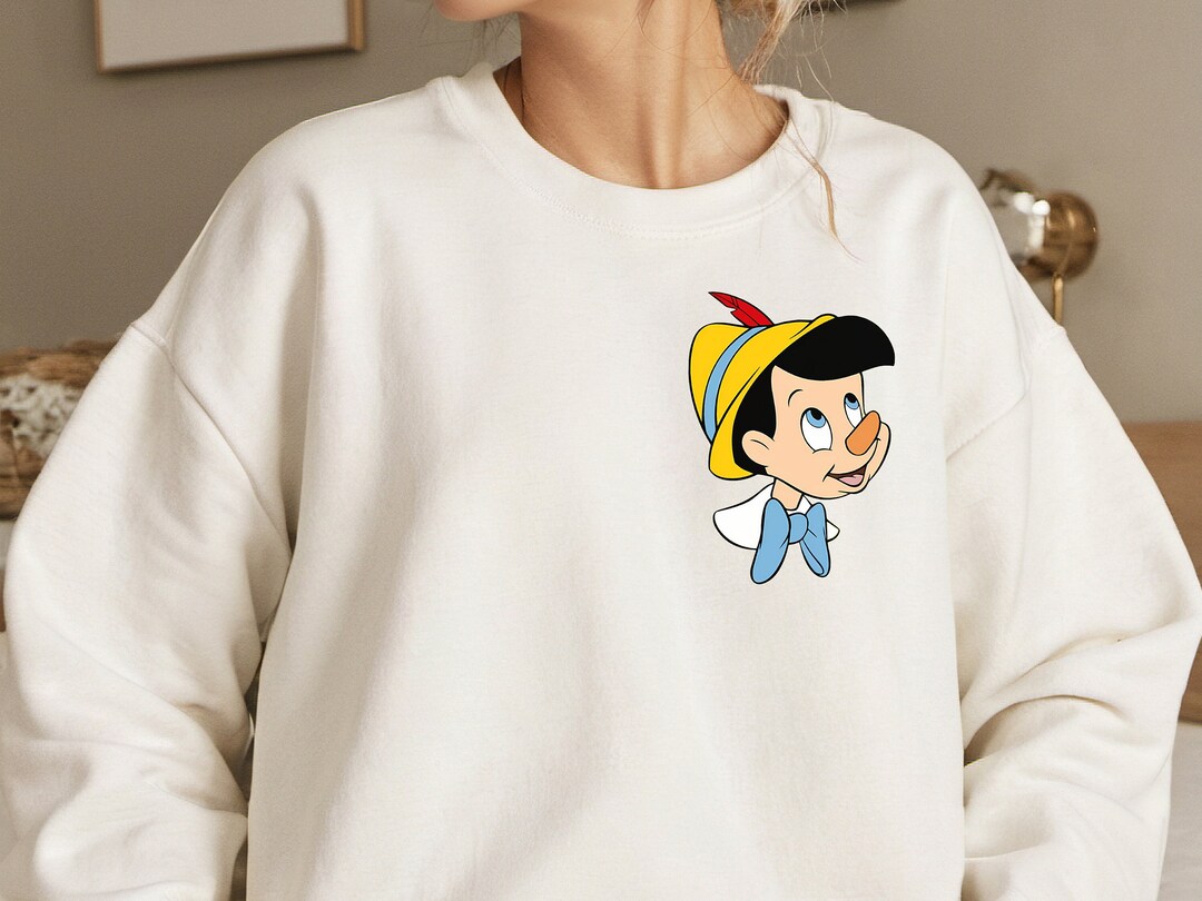 Cute Pinocchio Disney Sweatshirt, Vintage Pinocchio Pocket Design ...