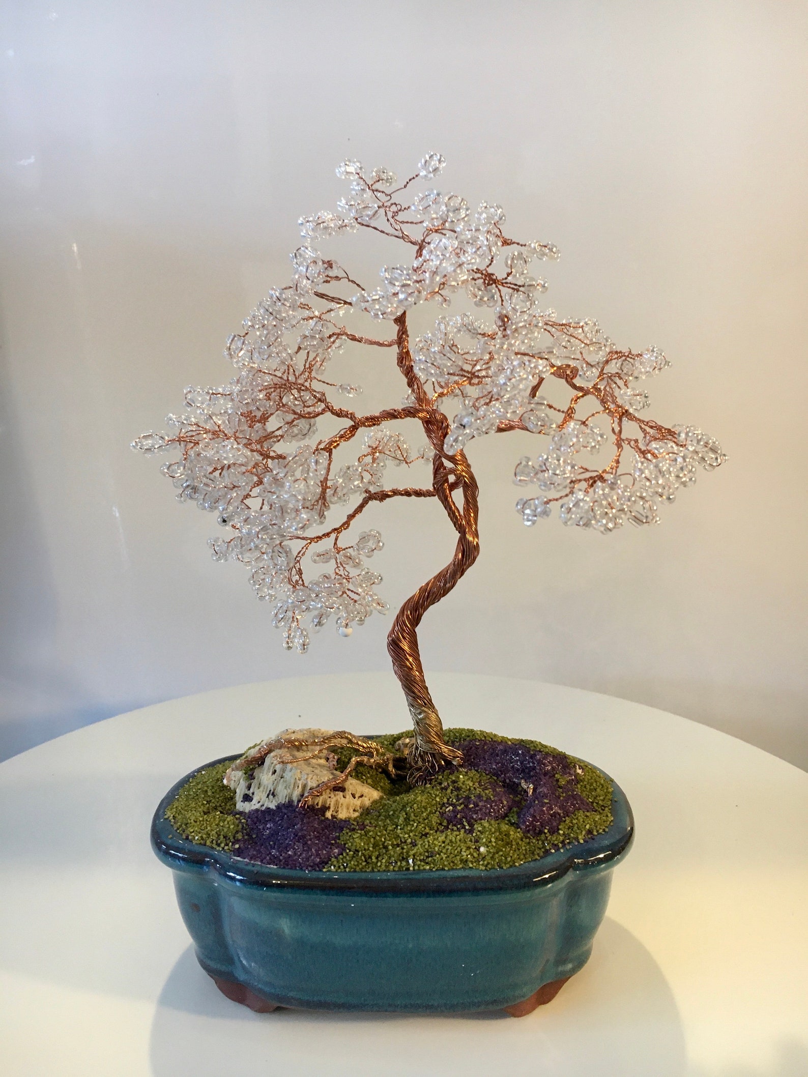 Bonsai Tree, Glass Bead Wire Tree, Almond Tree Bonsai, Bonsai Sculpture ...
