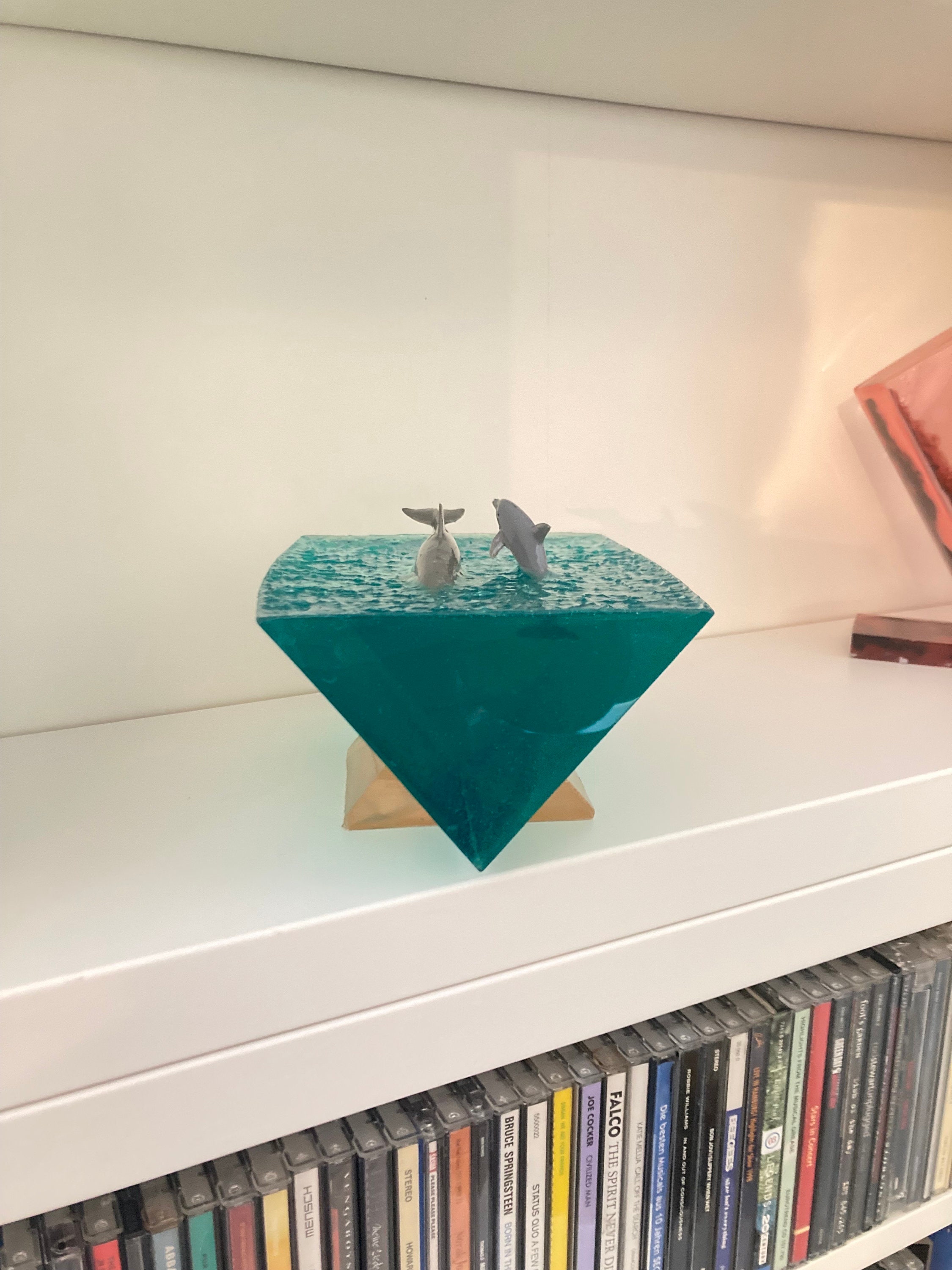 Delphine Resin Cube, Paperweight, Water Resin Diorama, Ocean Diorama ...