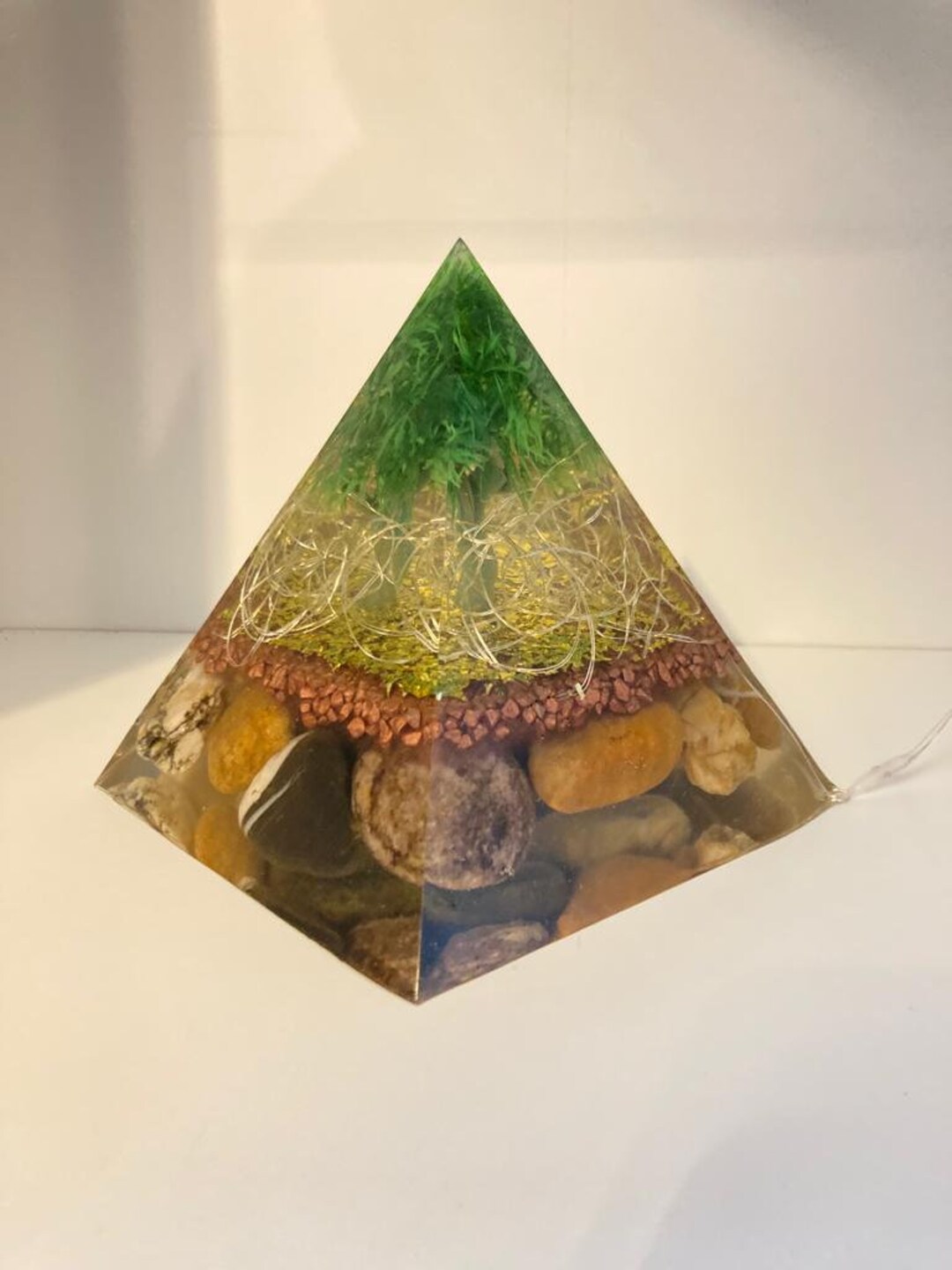 Pyramid Made of Resin and Natural Stone, Epoxy Resin Triangle, Pyramid ...