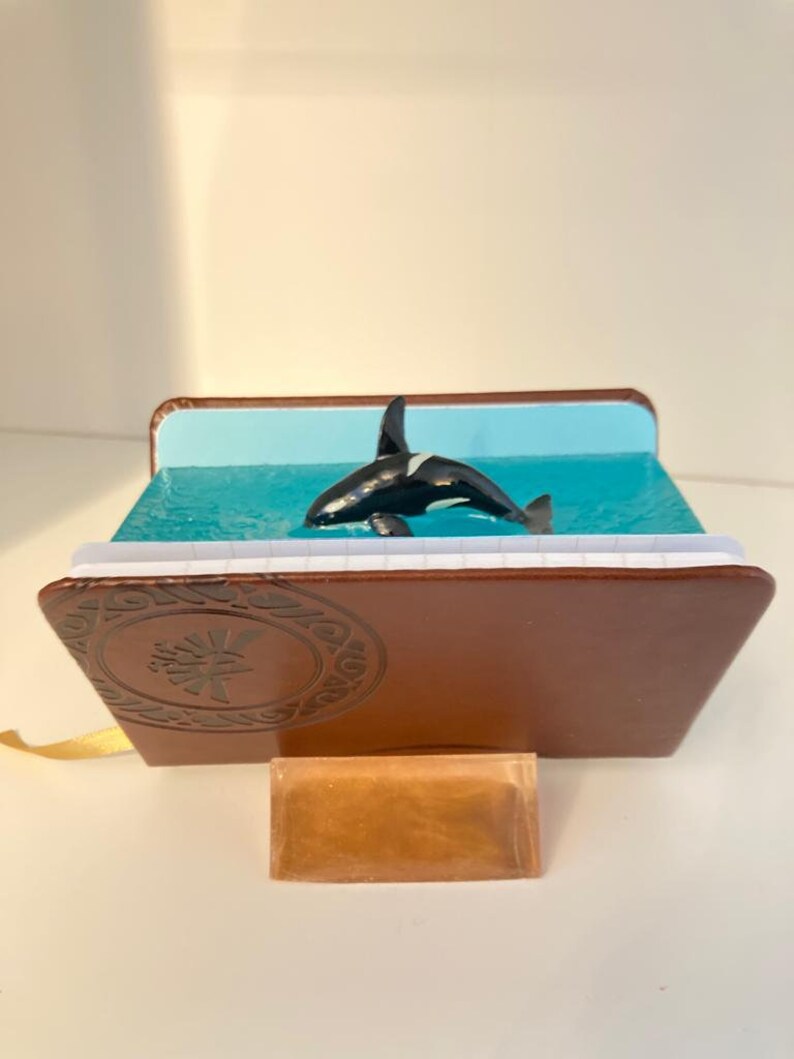 Orca in the Book, Paperweight, Water Resin Diorama, Ocean Diorama ...