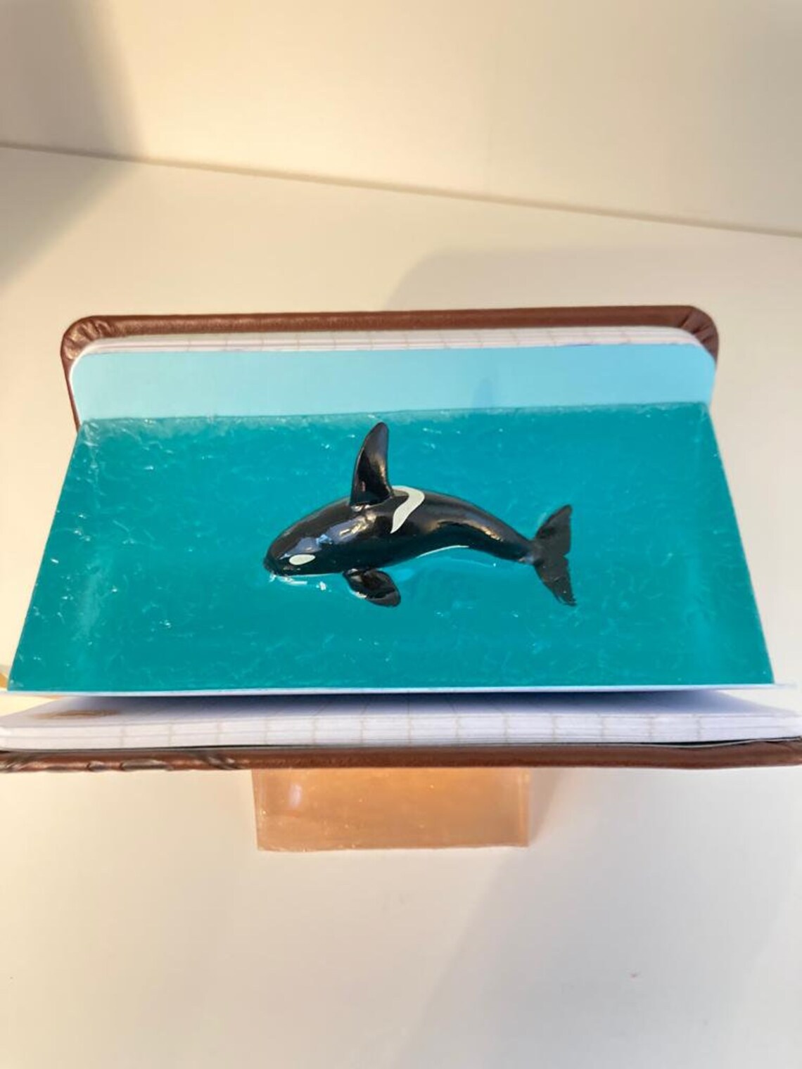Orca in the Book, Paperweight, Water Resin Diorama, Ocean Diorama ...