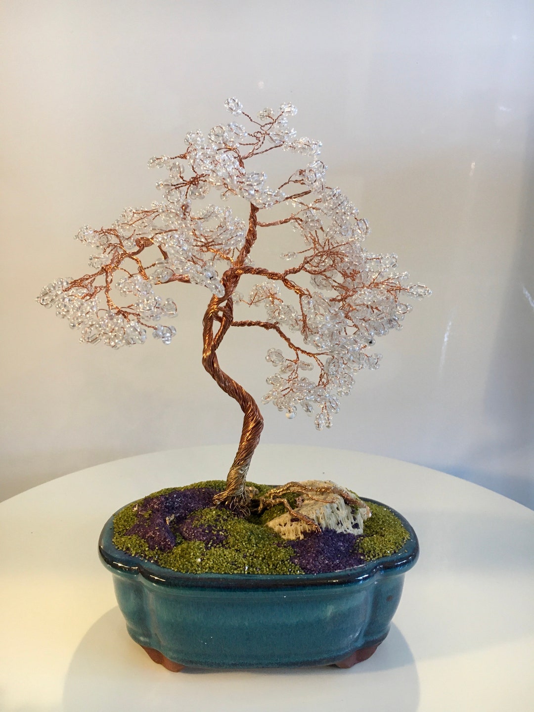 Bonsai Tree, Glass Bead Wire Tree, Almond Tree Bonsai, Bonsai Sculpture ...