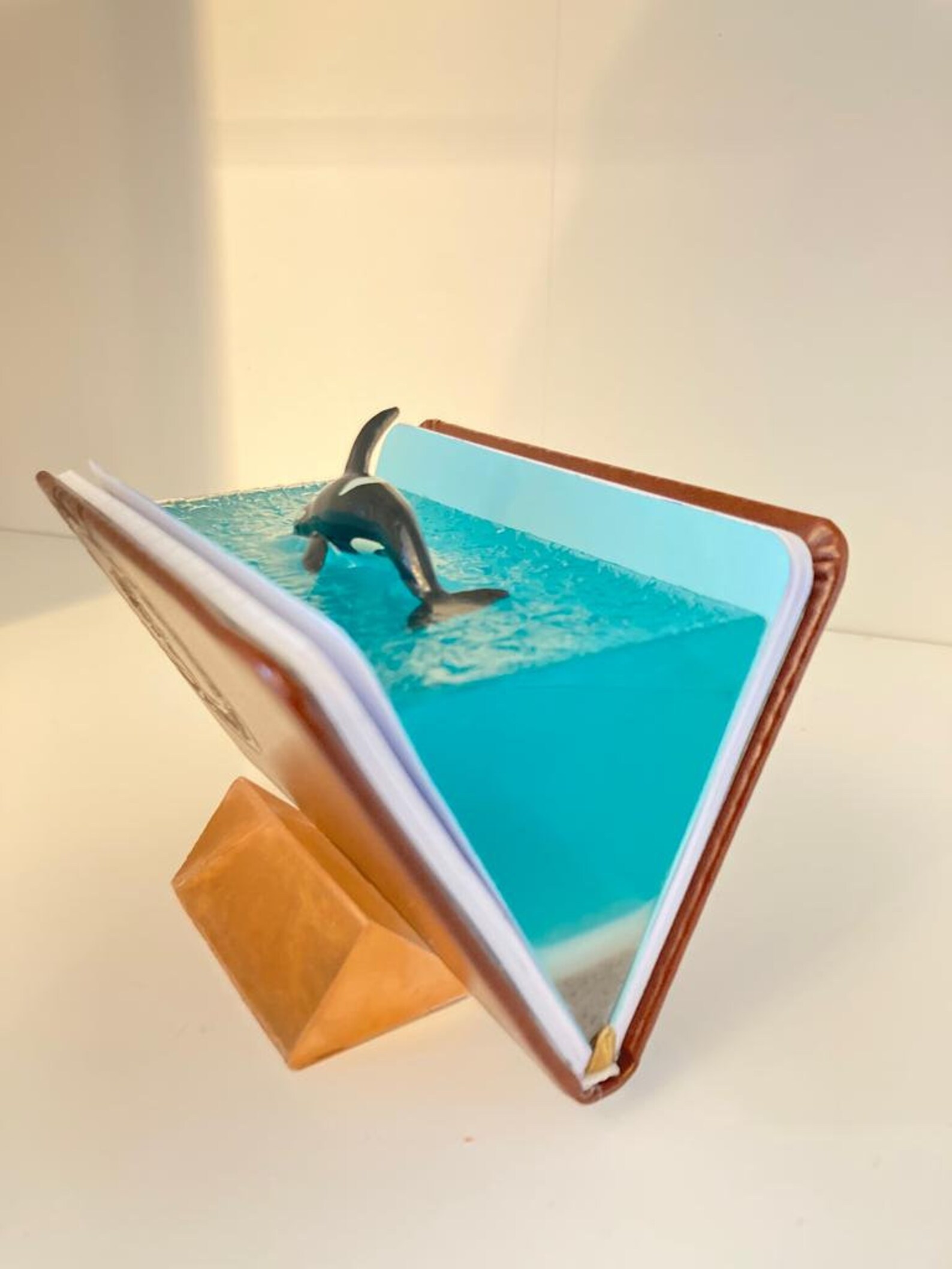 Orca in the Book, Paperweight, Water Resin Diorama, Ocean Diorama ...