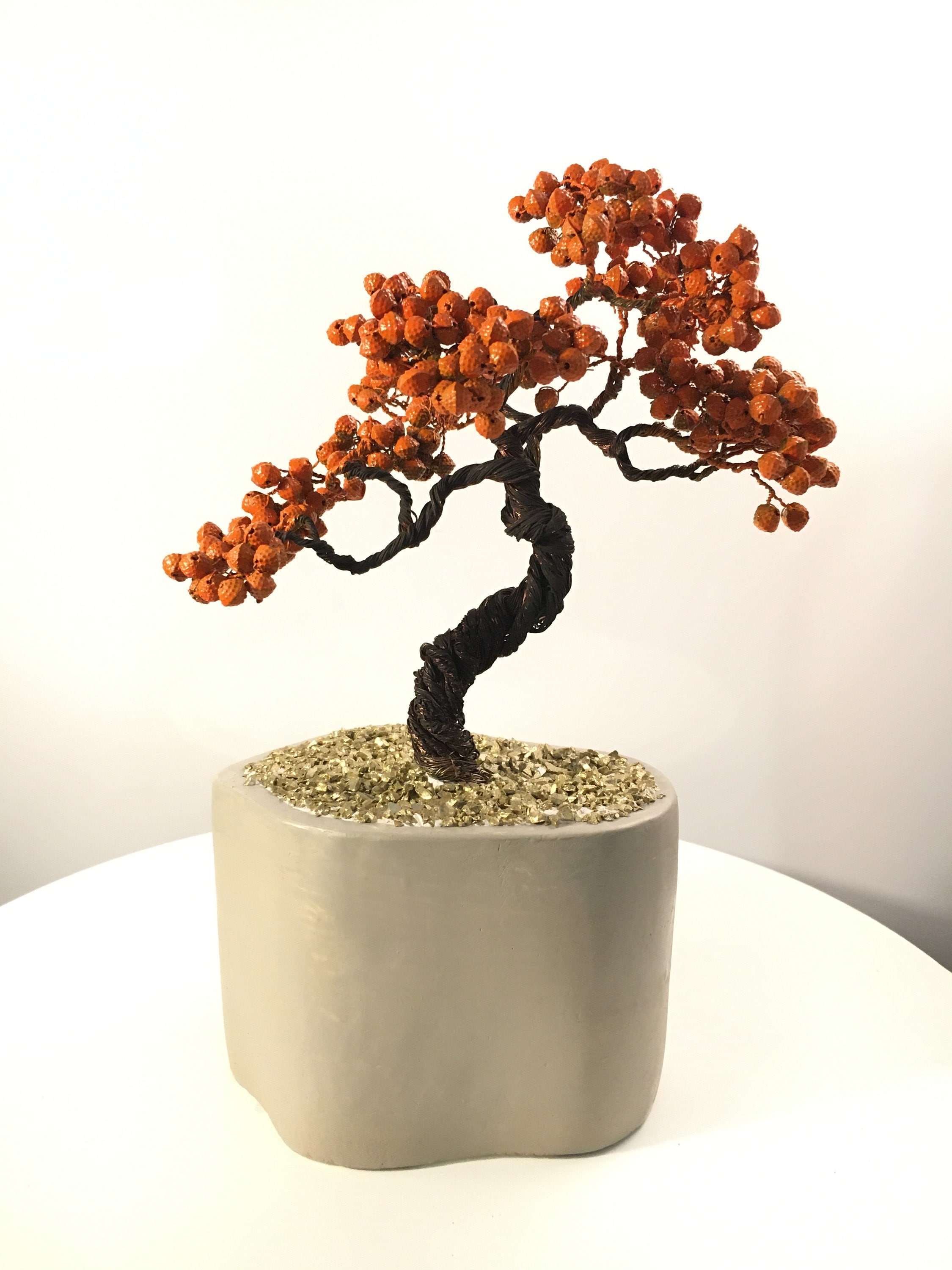 Wire Tree, Bonsai Orange Tree, Bonsai Sculpture, Miniature Art, Tree of ...