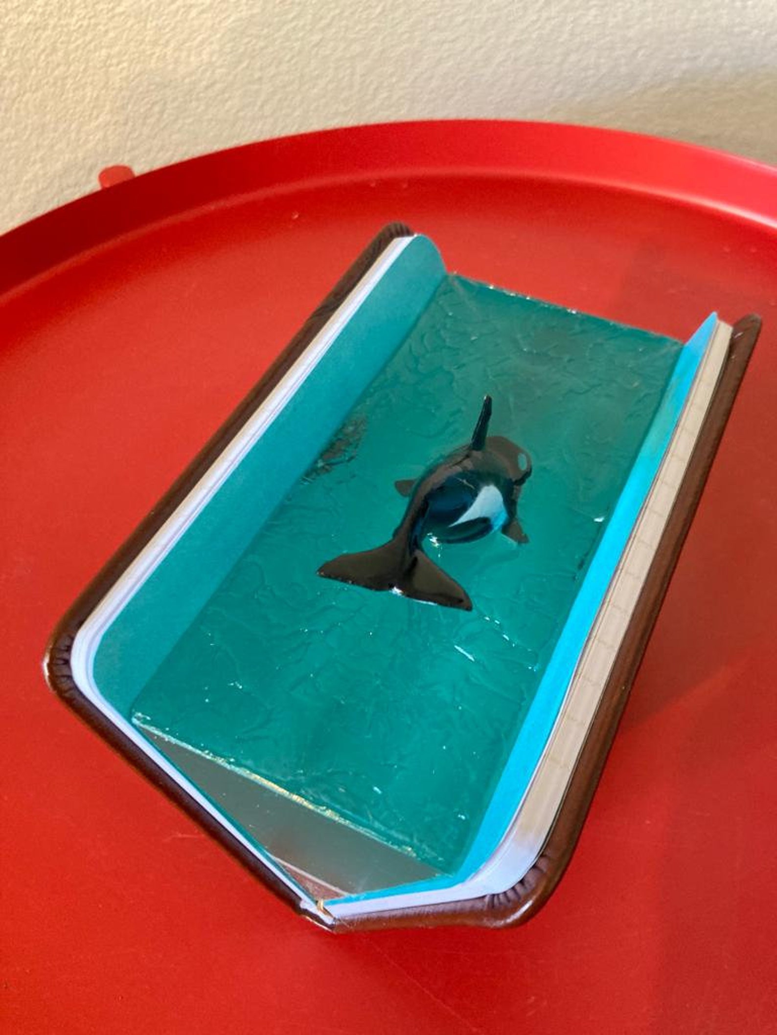 Orca in the Book, Paperweight, Water Resin Diorama, Ocean Diorama ...