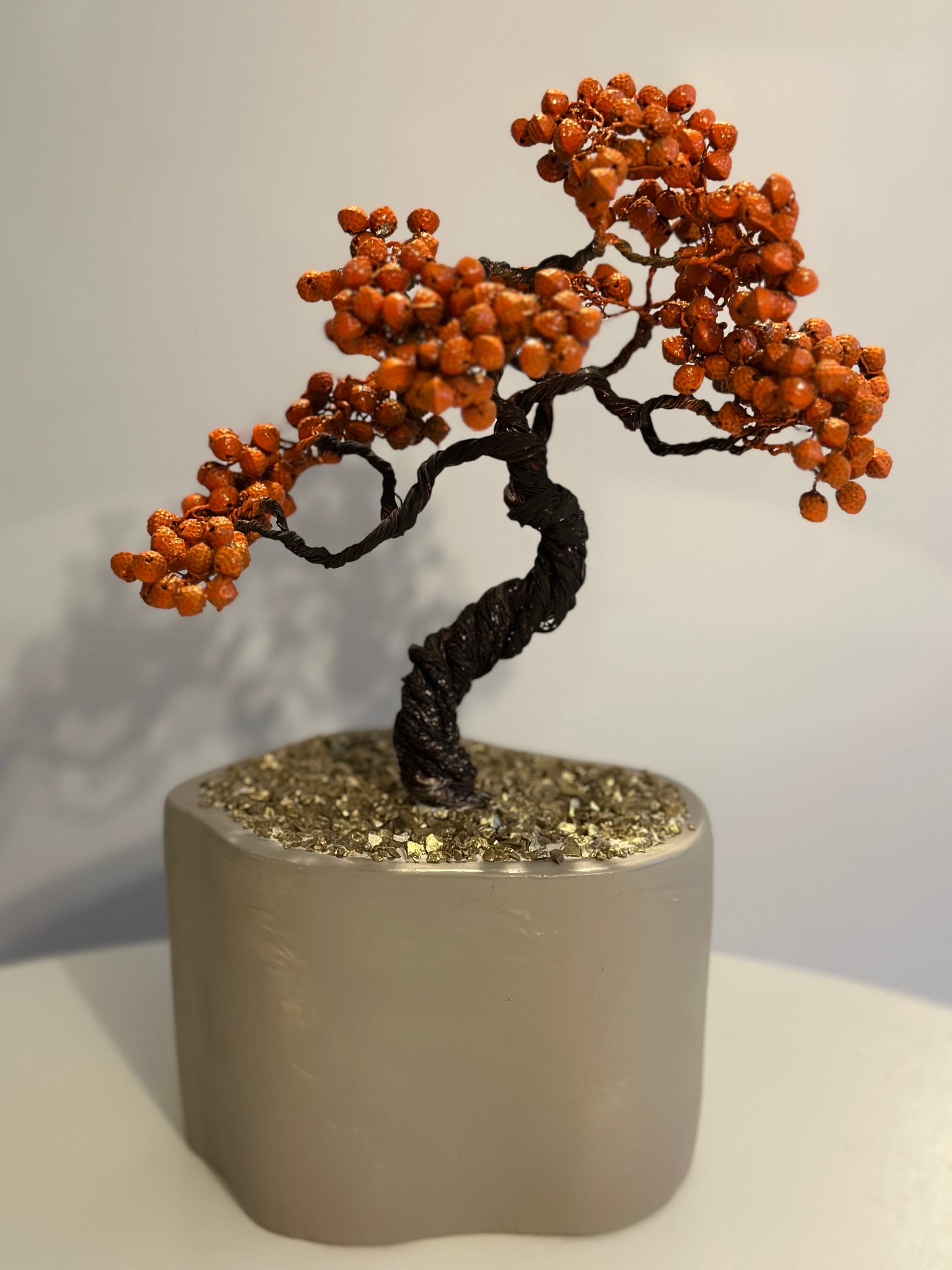 Wire Tree, Bonsai Orange Tree, Bonsai Sculpture, Miniature Art, Tree of ...