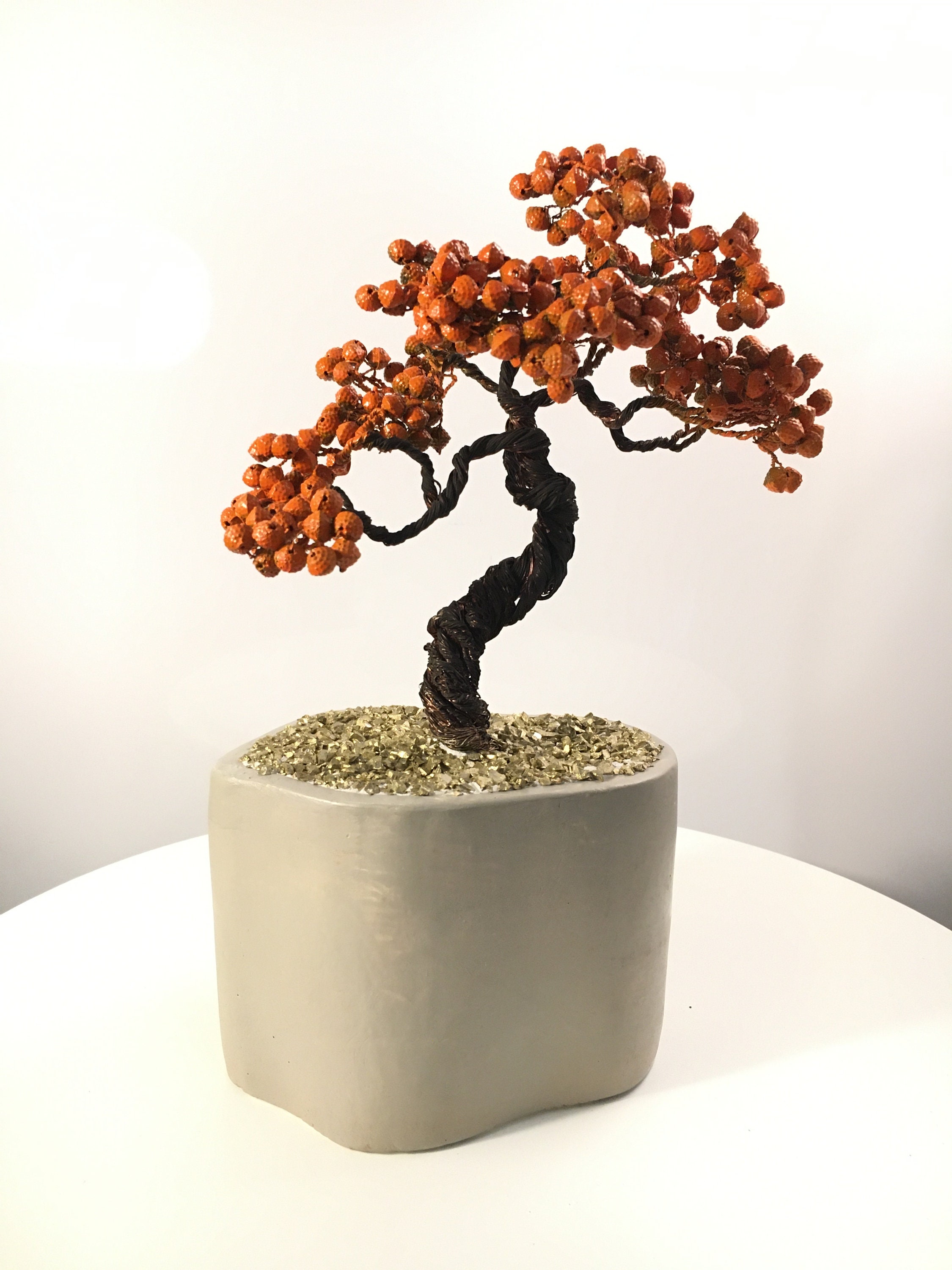Wire Tree, Bonsai Orange Tree, Bonsai Sculpture, Miniature Art, Tree of ...