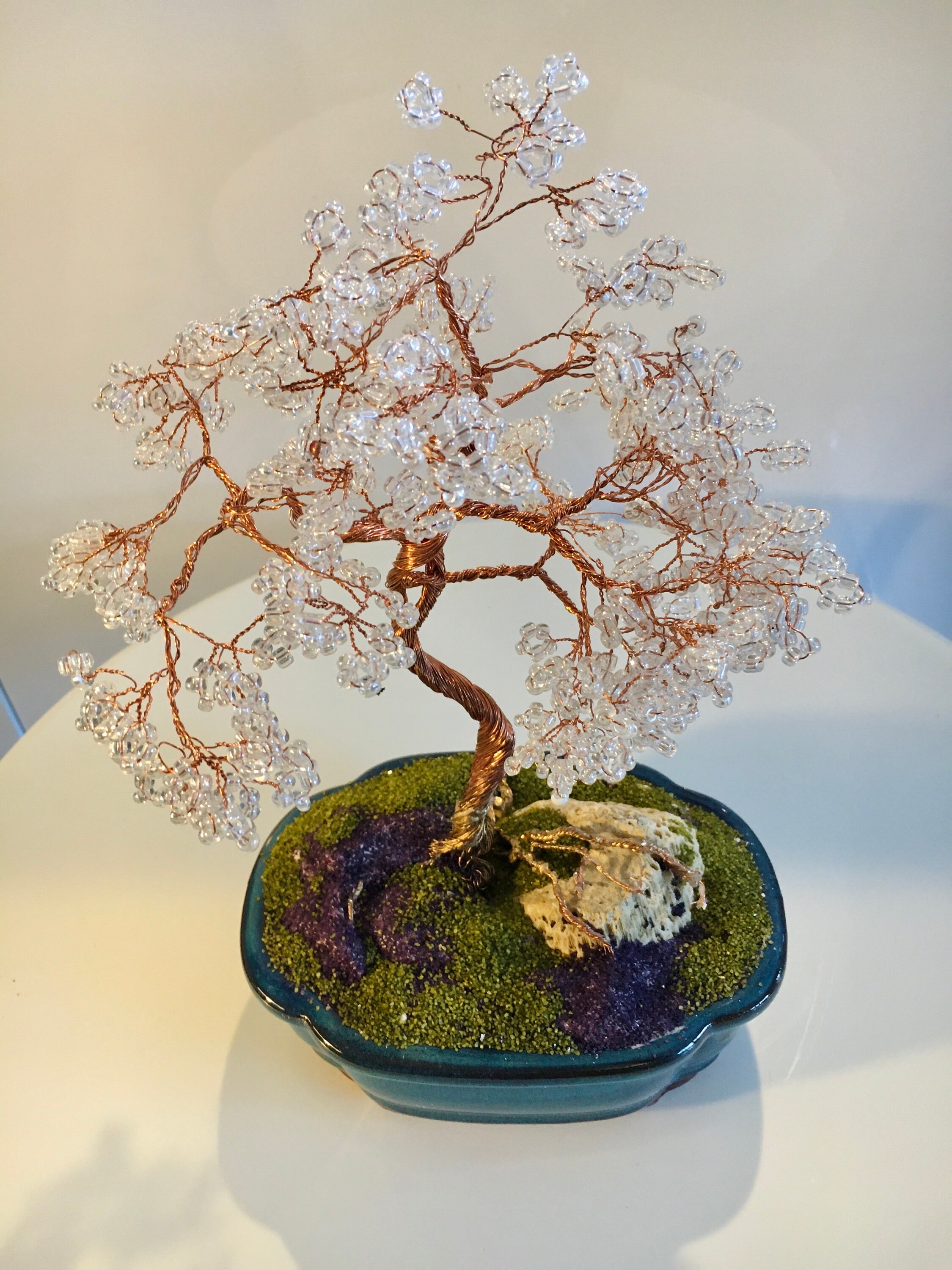 Bonsai Tree, Glass Bead Wire Tree, Almond Tree Bonsai, Bonsai Sculpture ...