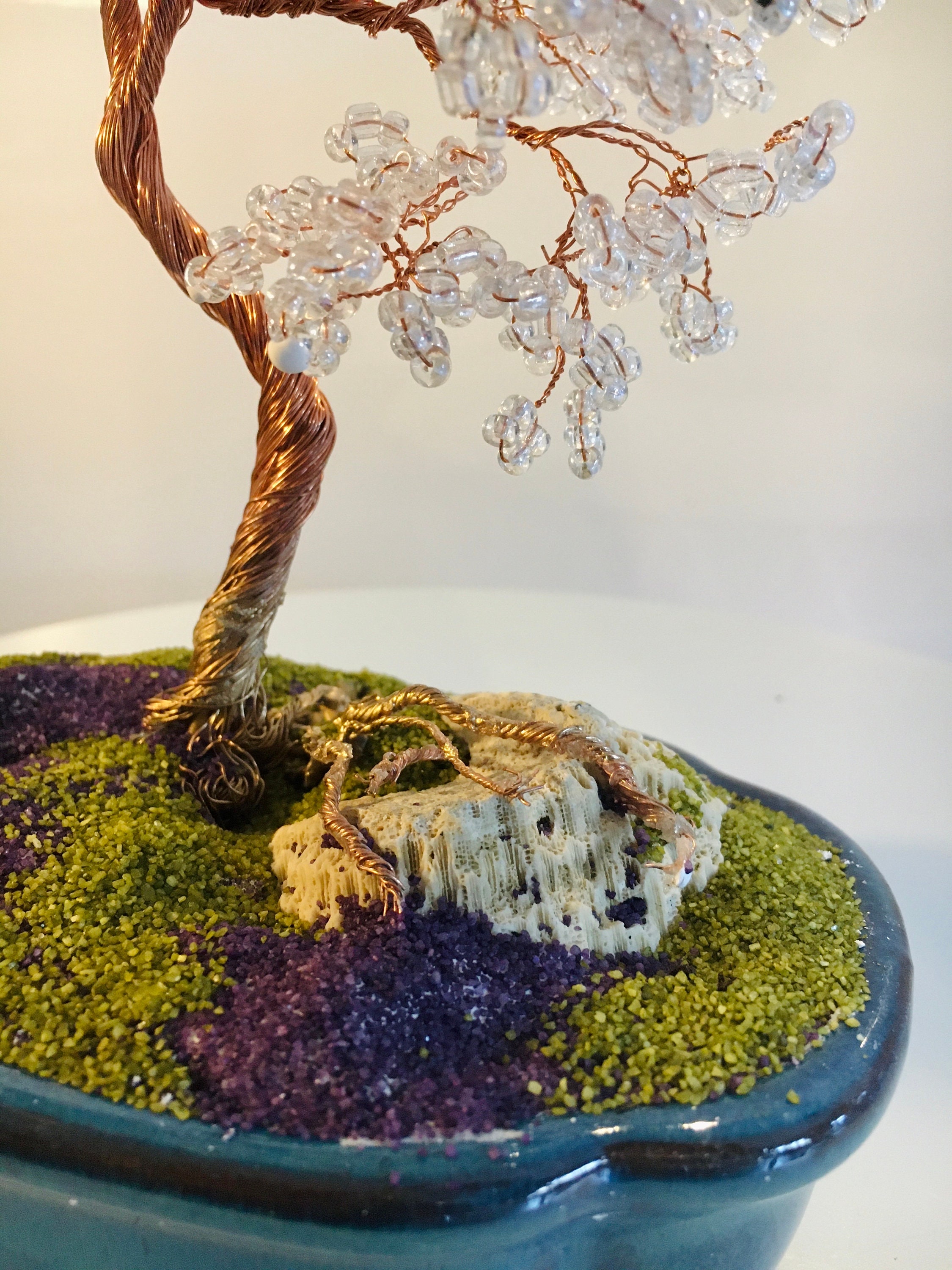 Bonsai Tree, Glass Bead Wire Tree, Almond Tree Bonsai, Bonsai Sculpture ...