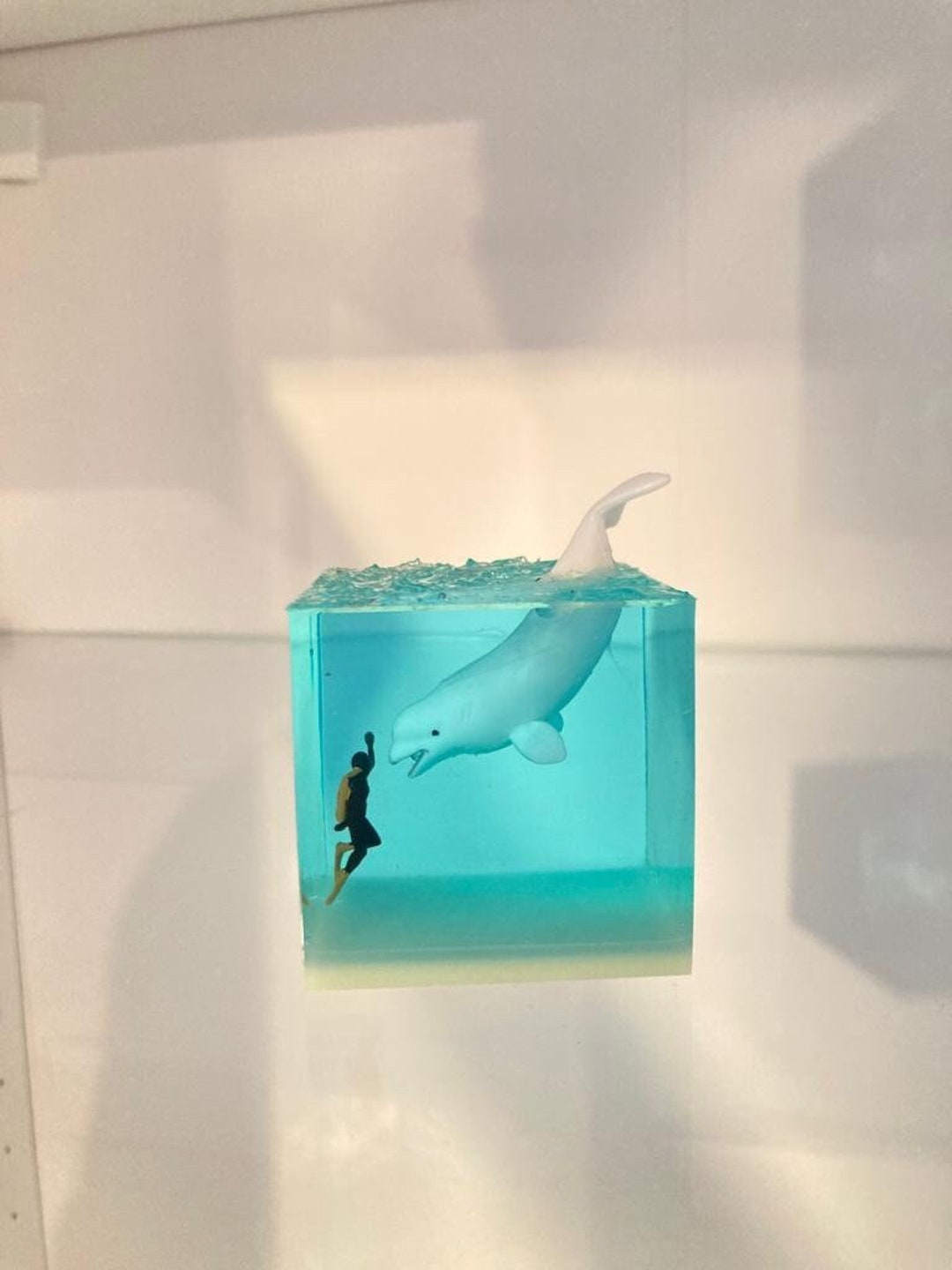 Beluga Whale in Resin Cube, Resin Decor, Paperweight, Water Resin ...