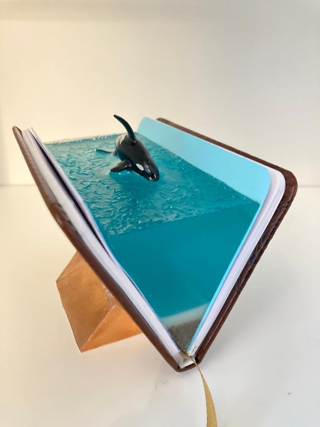Orca in the Book, Paperweight, Water Resin Diorama, Ocean Diorama, Table Decoration, Epoxy Resin ...